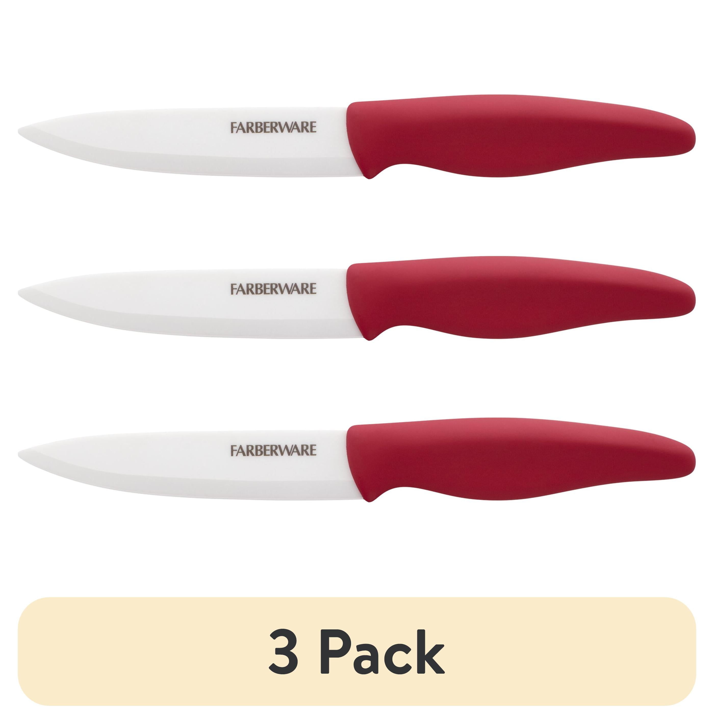 (3 pack) Farberware Professional 5-inch Ceramic Utility Knife with Red ...