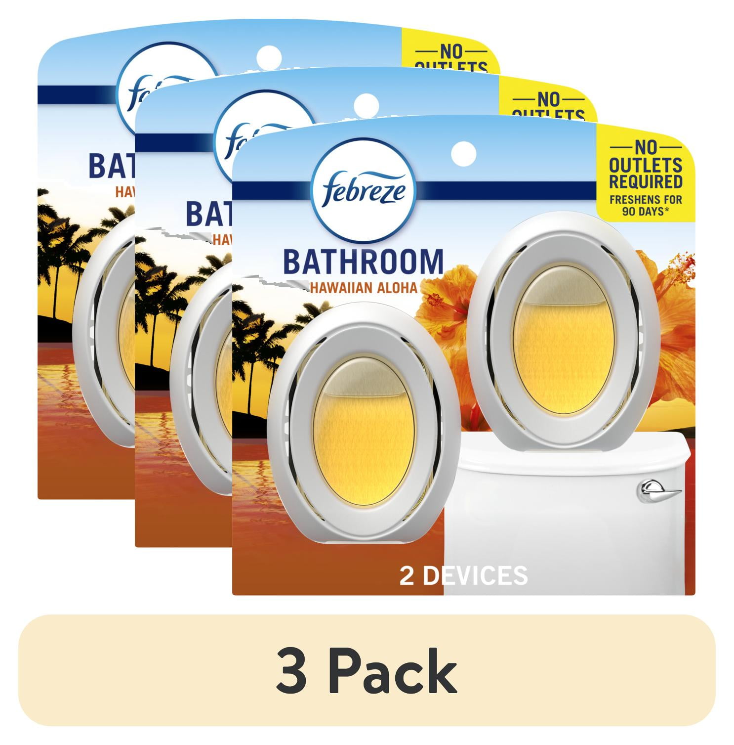 (3 pack) Febreze Hawaiian Aloha Bathroom Air Freshener Odor-Fighting 2 ...