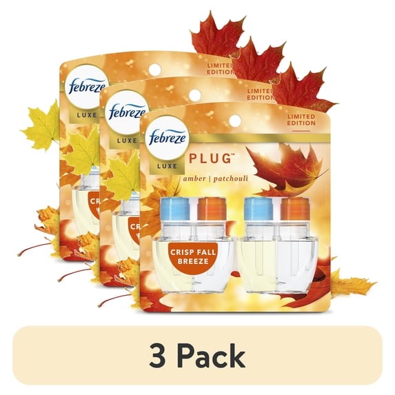 (3 pack) Febreze Plug Refill Odor-Fighting Air Freshener Crisp Fall ...