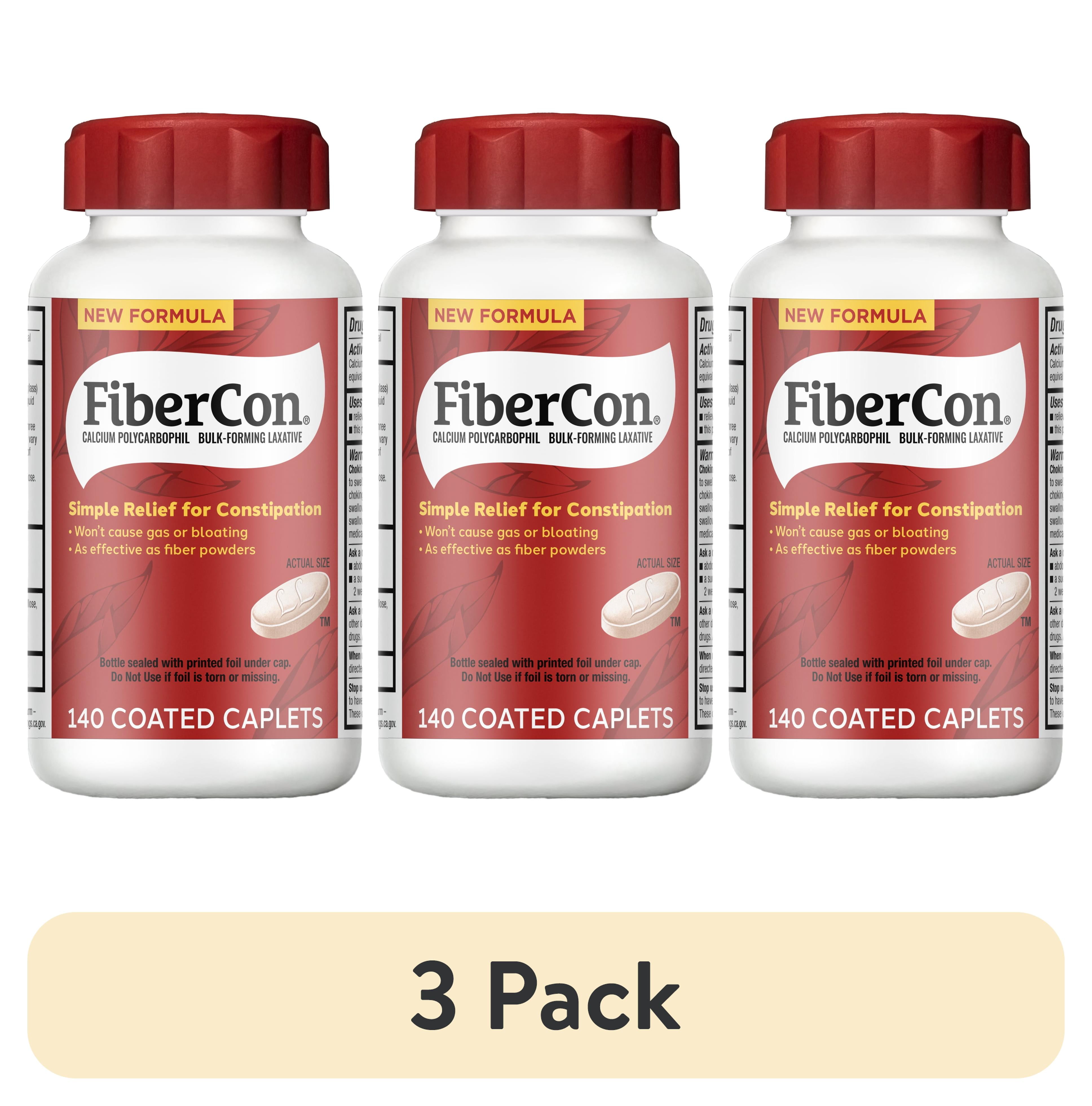 (3 pack) FiberCon Constipation Relief, 140 Caplets - Walmart.com