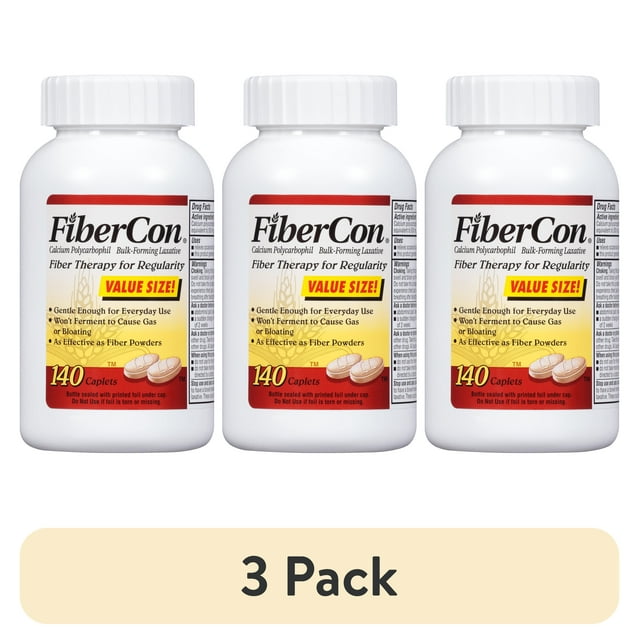 (3 pack) Fibercon Fiber Therapy for Regularity (Calcium Polycarbophil ...