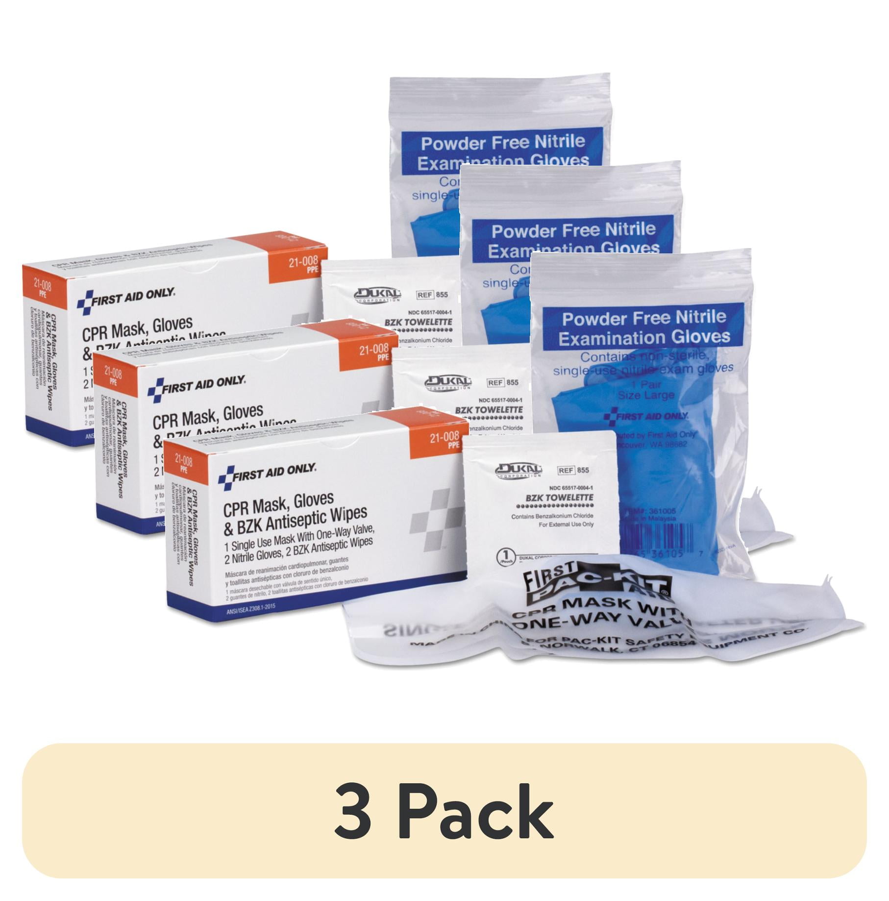 (3 pack) First Aid Only Inc 21008 Cpr Mask With Gloves And wips, 2 ...