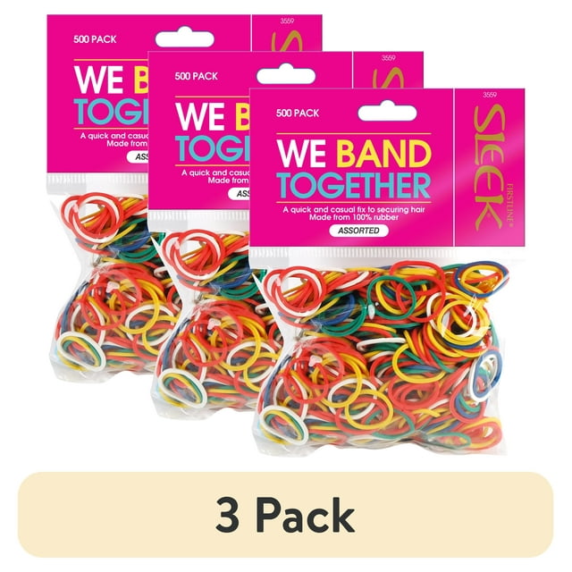(3 pack) Firstline Sleek Assorted Rubber Bands, 500 pack - Walmart.com