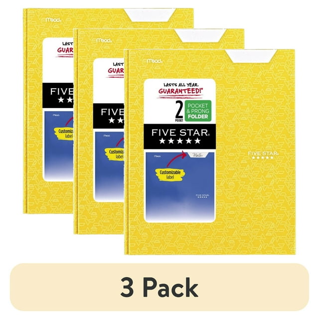 (3 pack) Five Star Pocket and Prong Paper Folder, Harvest Yellow ...