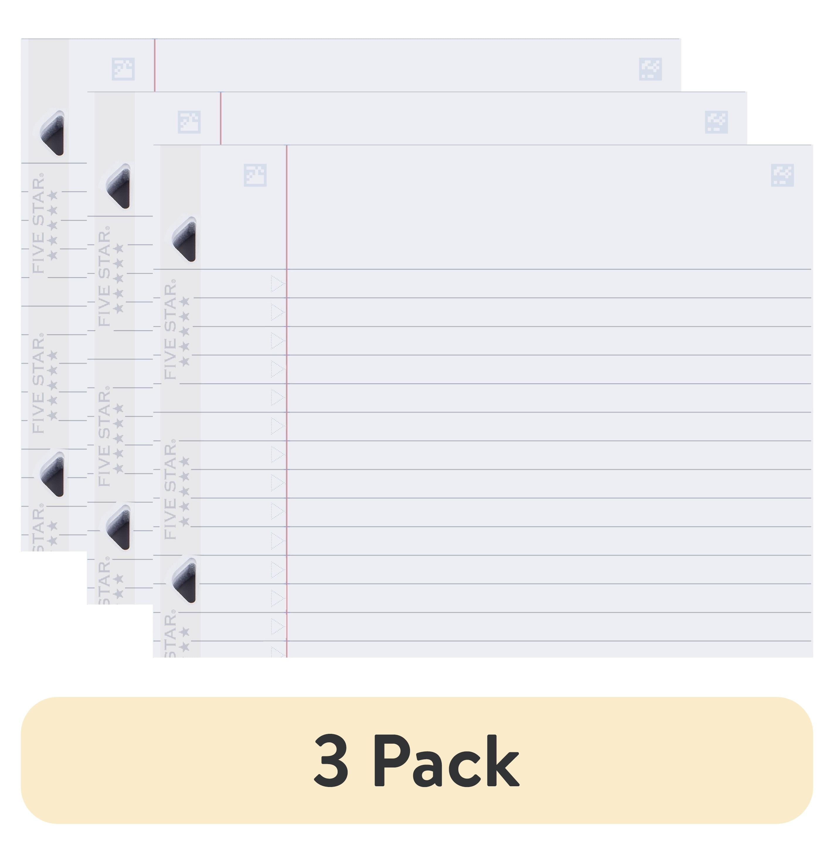 (3 pack) Five Star Reinforced Filler Paper, Wide Ruled, 8" x 10.5", 80 ...