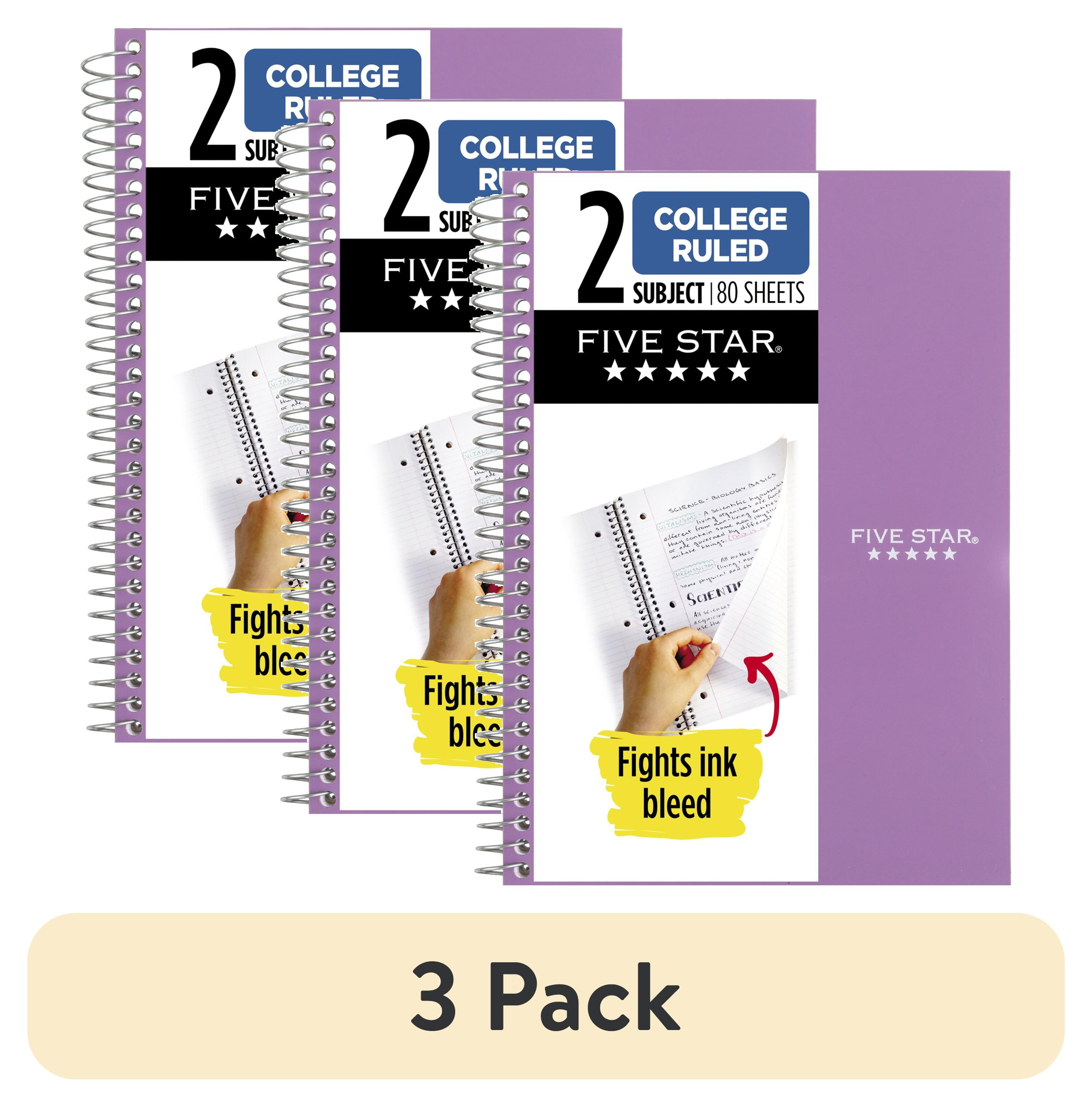 (3 pack) Five Star Spiral Notebook, 2 Subject, College Ruled, 6" x 9.5 ...