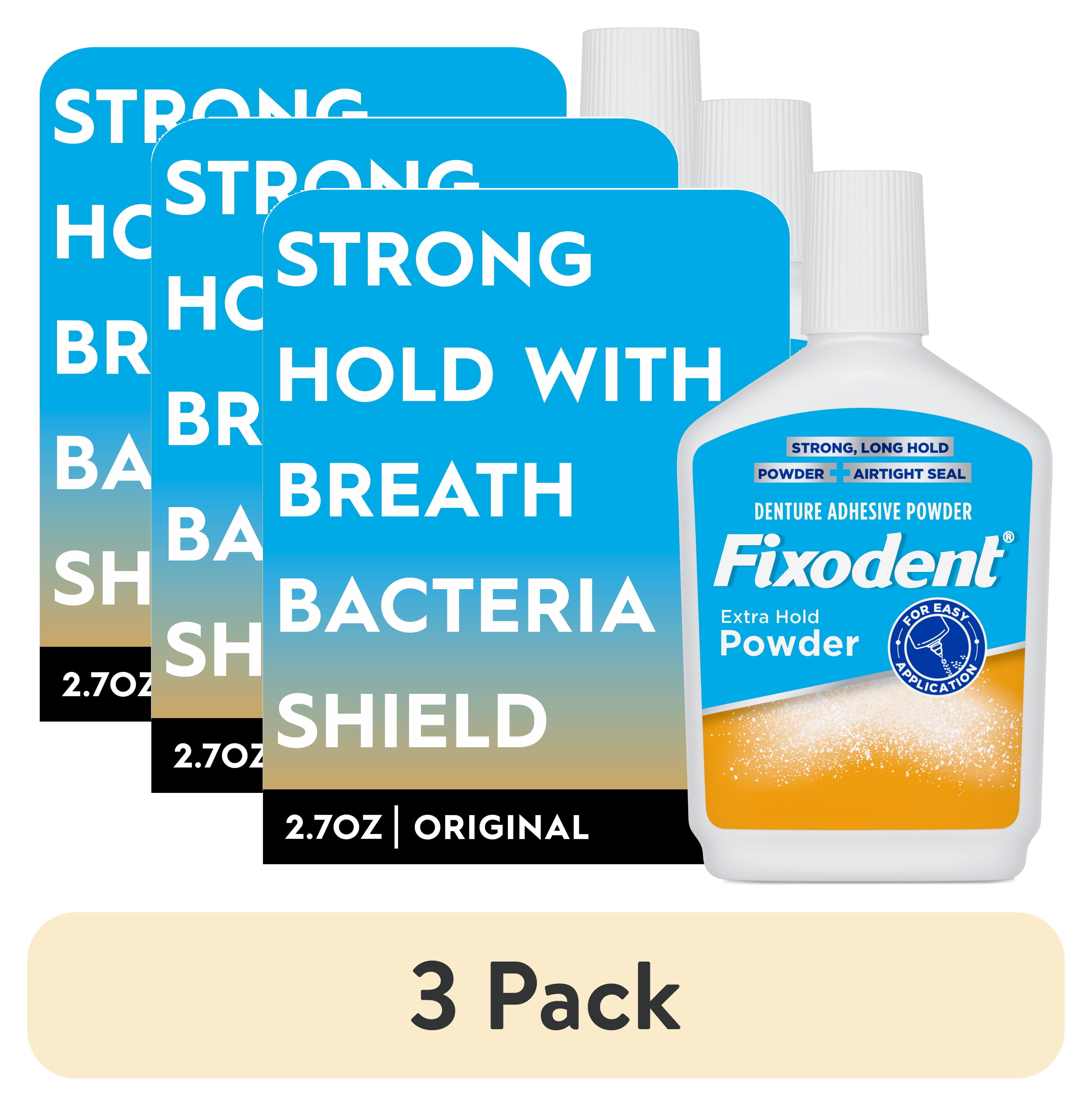 (3 pack) Fixodent Extra Hold Denture Adhesive Powder, Long-Lasting Hold ...