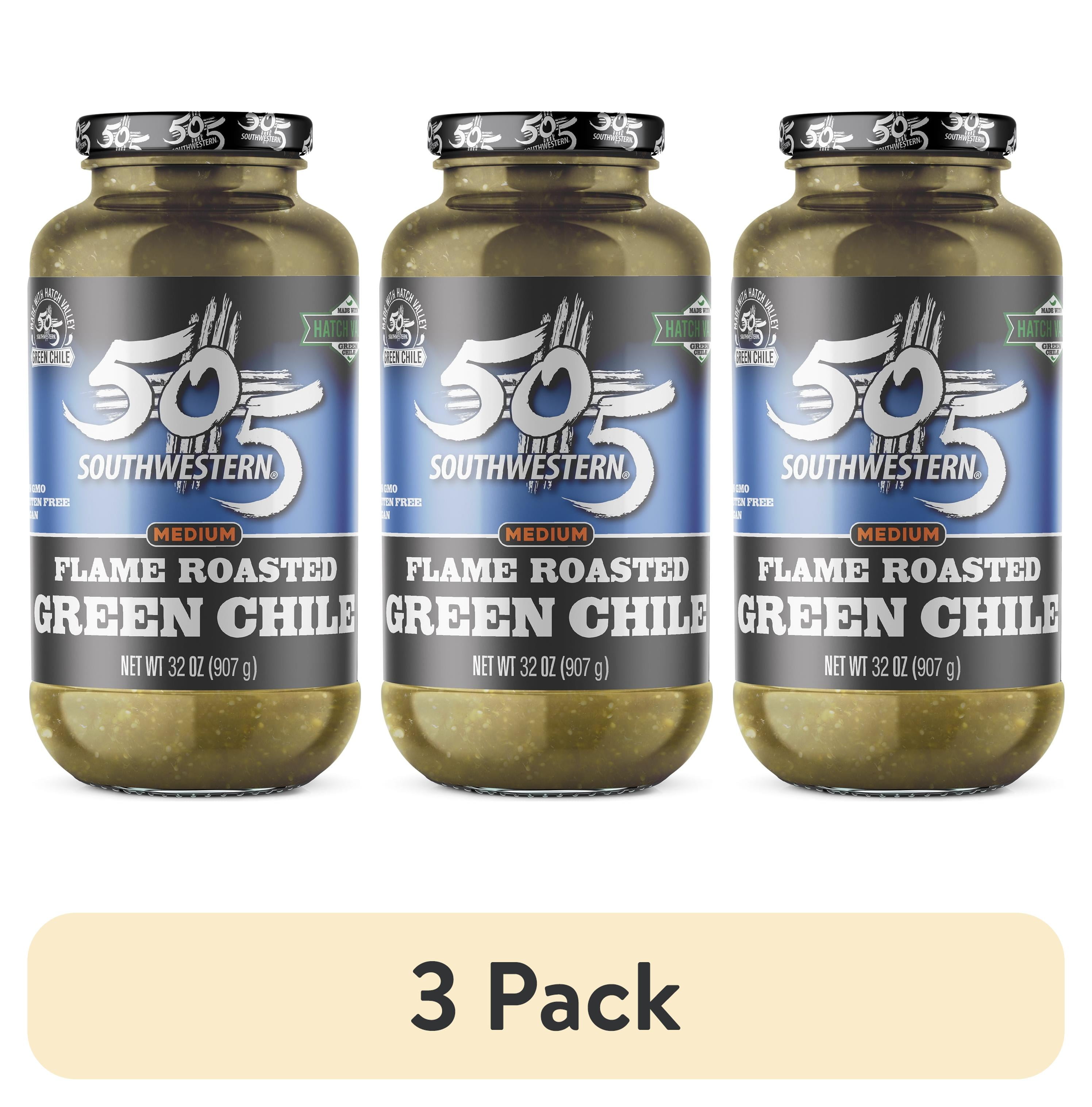 (3 pack) 505 Southwestern Roasted Green Chile, Gluten Free, 32 oz Jar ...