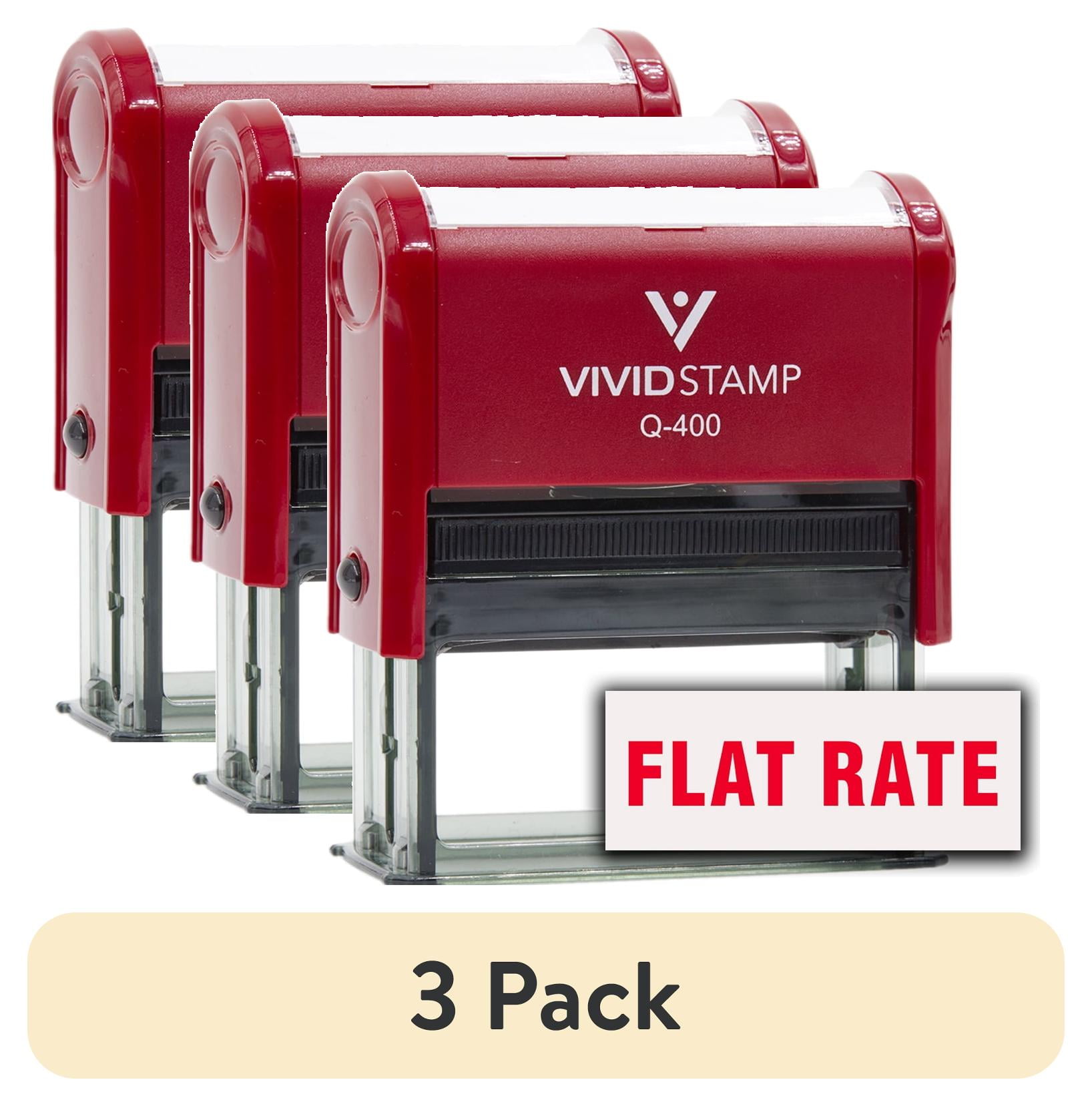 (3 pack) Flat Rate Self-Inking Office Rubber Stamp (Red Ink) - Q-400 ...