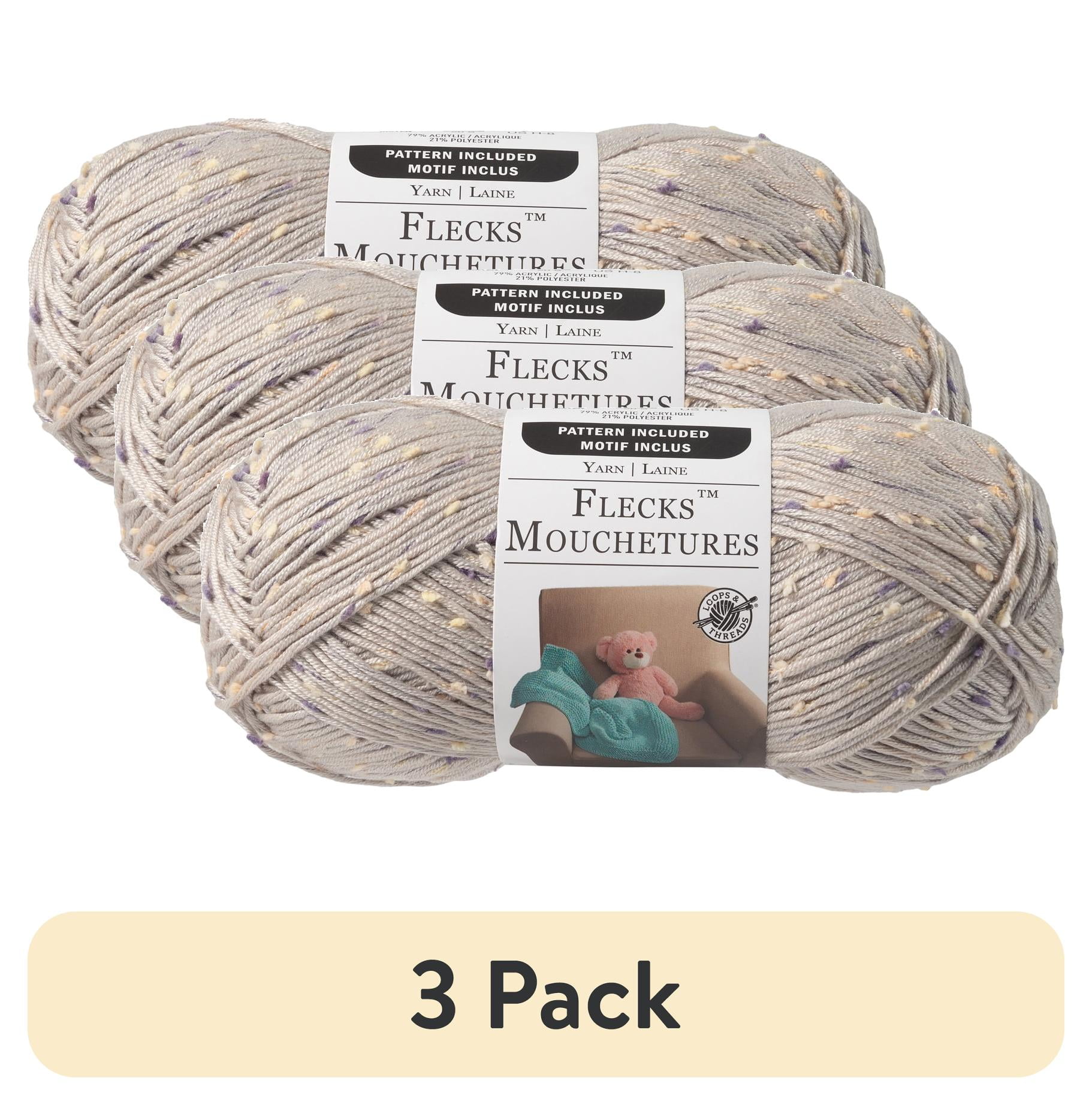 (3 pack) Flecks Yarn by Loops & Threads - Yarn for Knitting - Crochet ...