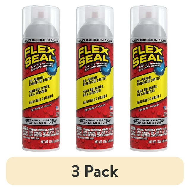 (3 pack) Flex Seal Aerosol Liquid Rubber Sealant Coating, 14 oz, Clear ...