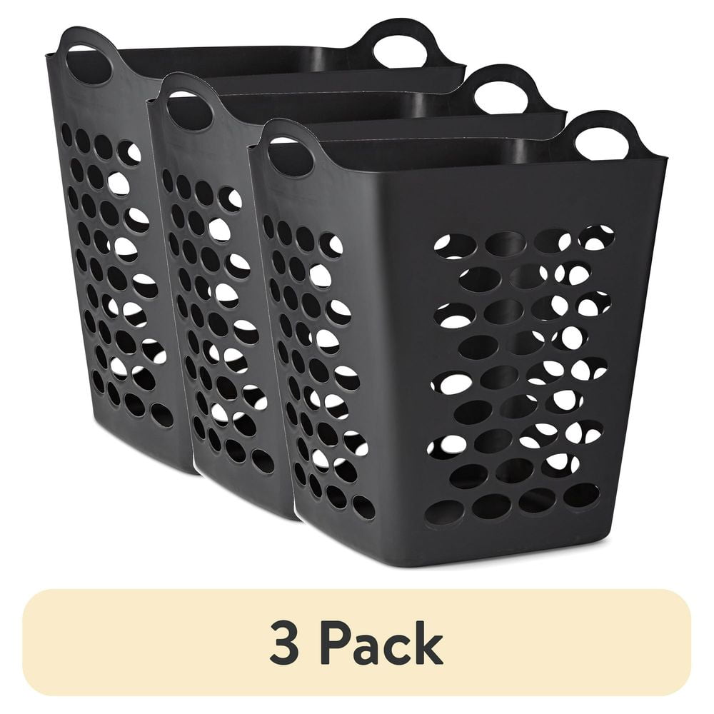 3-Pack Flex Square Laundry Hampers - Foldable Collapsible Clothes ...