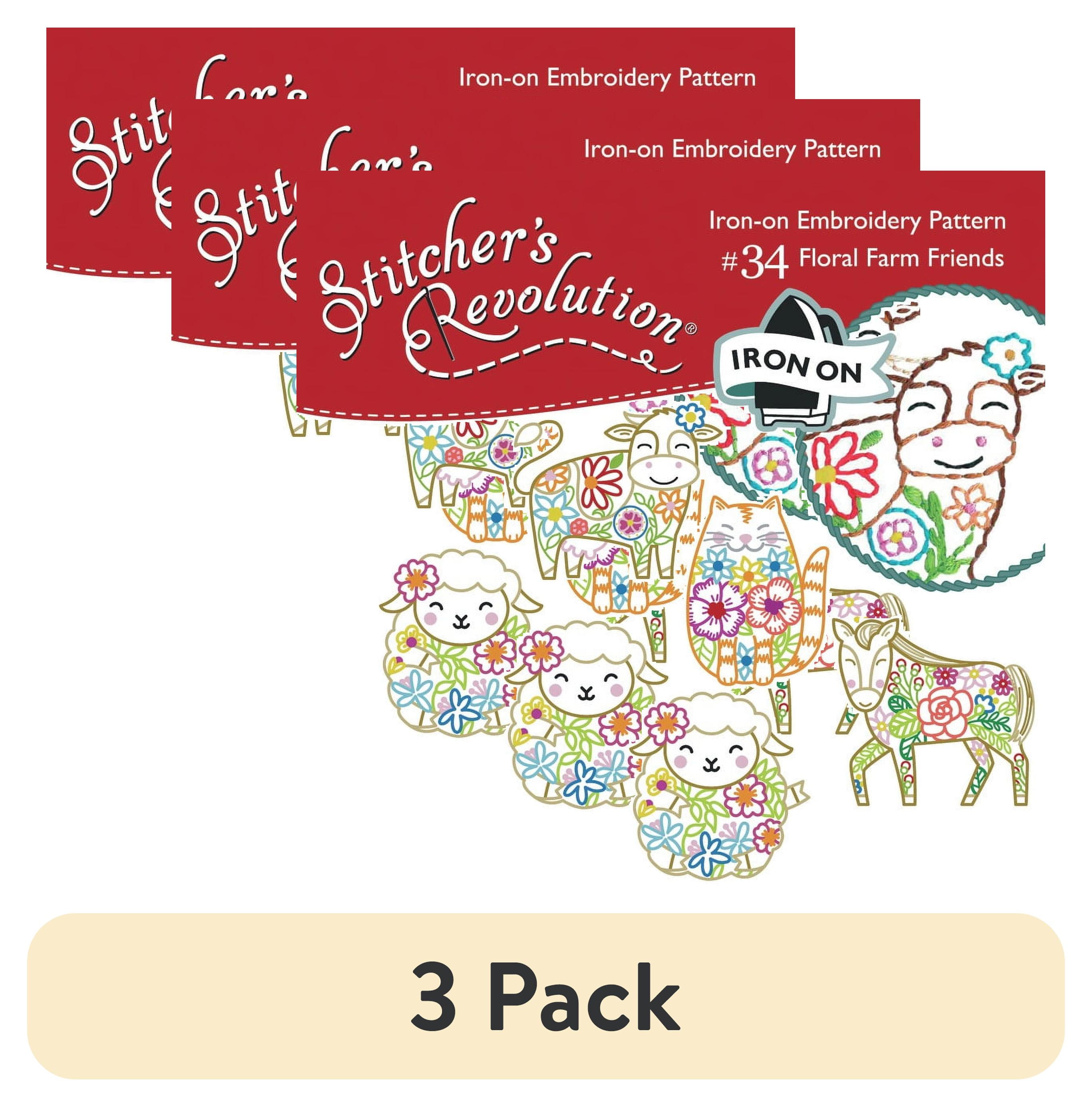 (3 pack) Floral Farm Friends Iron-on Transfers for Embroidery and Fabric Painting by Stitcher's ...