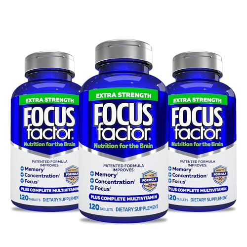 (3 pack) Focus Factor Extra Strength 120ct- Brain Supplement for Memory ...