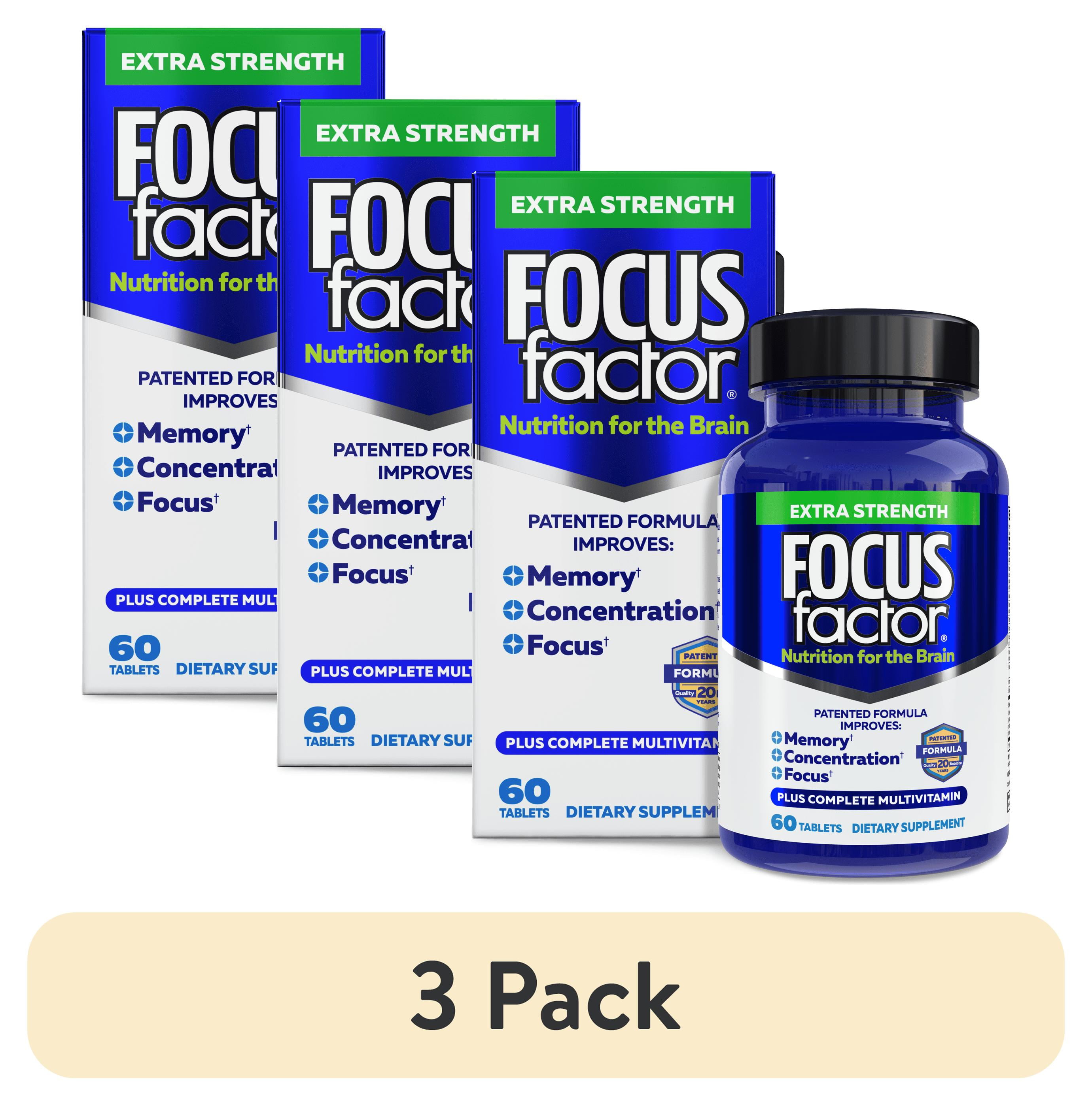 (3 pack) Focus Factor Extra Strength 60ct- Memory, Concentration, Focus ...