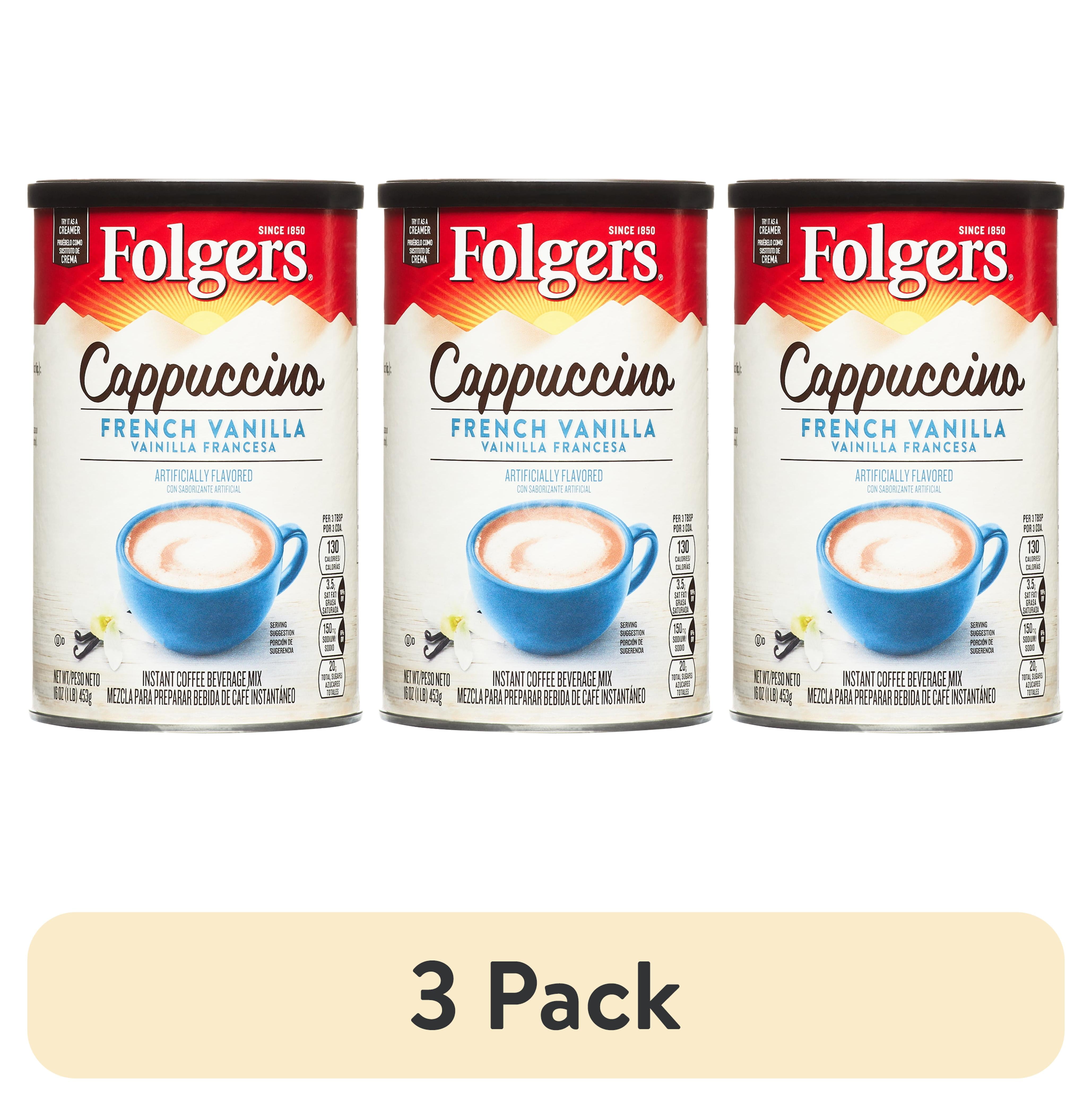 (3 pack) Folgers French Vanilla Flavored Cappuccino Mix, Instant Coffee ...