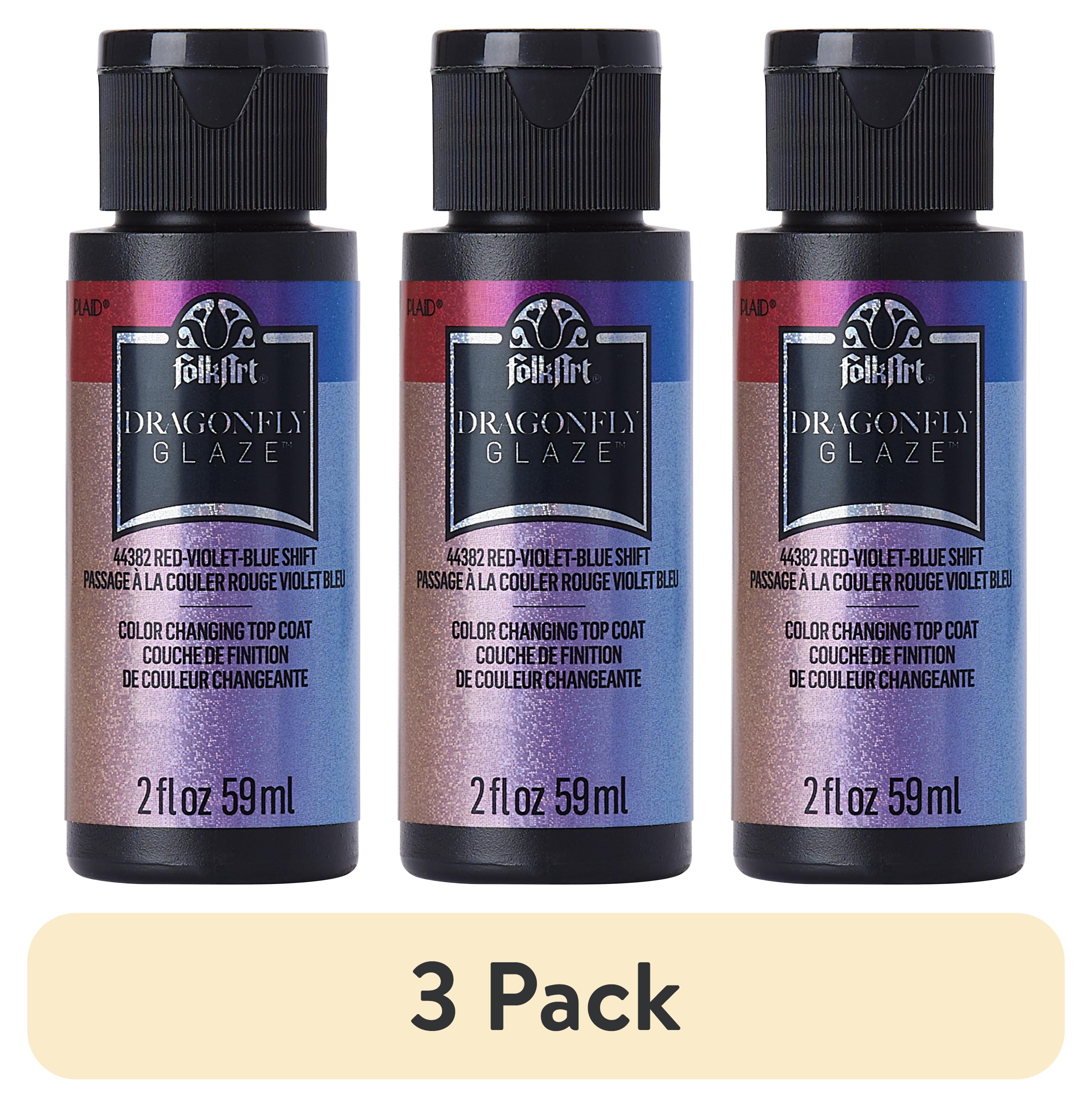 (3 pack) FolkArt Dragonfly Glaze Color Changing Top Coat, Red-Violet ...