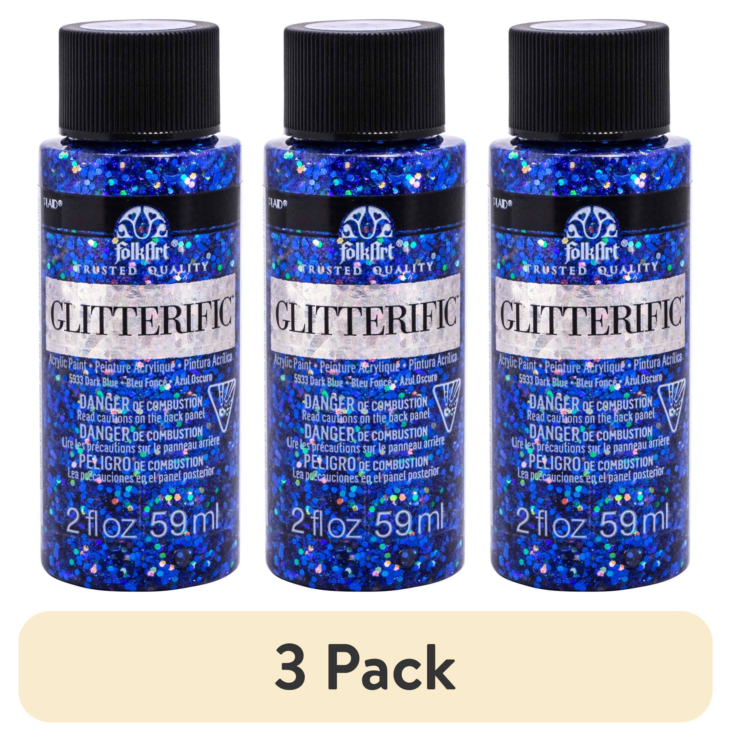 (3 pack) FolkArt Glitterific Acrylic Craft Paint, Glitter Finish, Dark ...