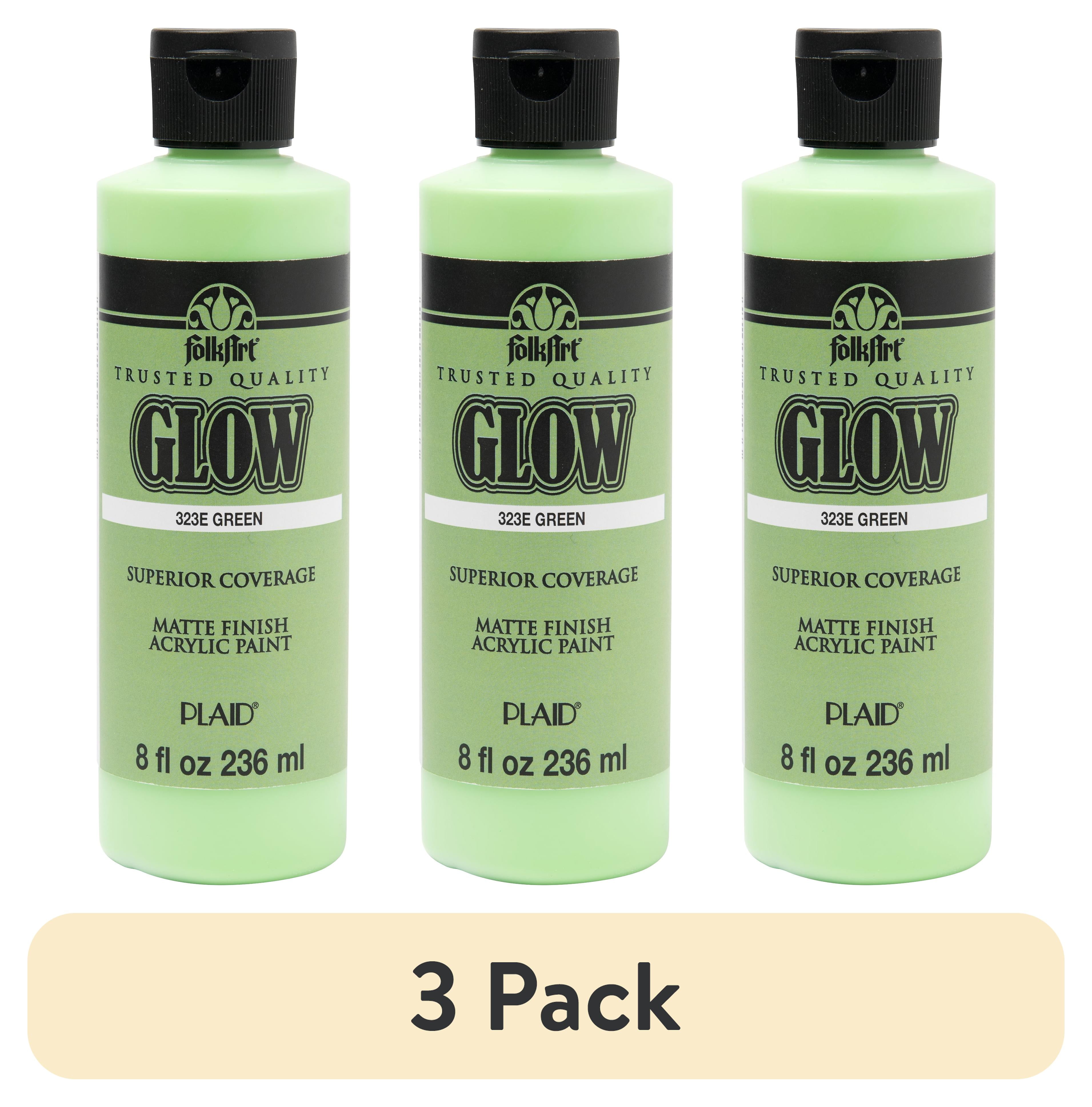 (3 pack) FolkArt Glow-in-the-Dark Acrylic Craft Paint, Matte, Green, 8 ...