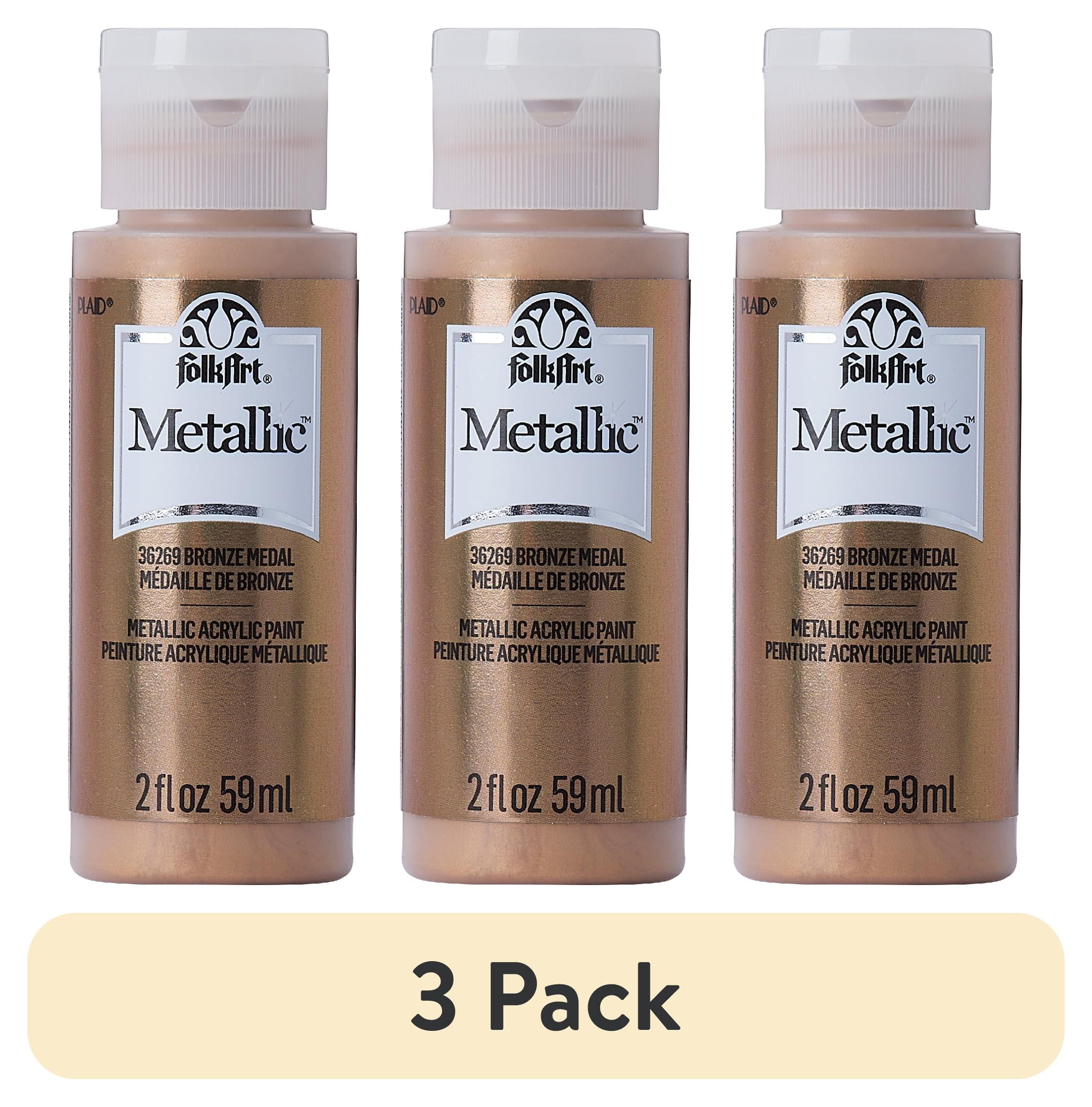 (3 pack) FolkArt Metallic Acrylic Craft Paint, Metallic Finish, Bronze ...