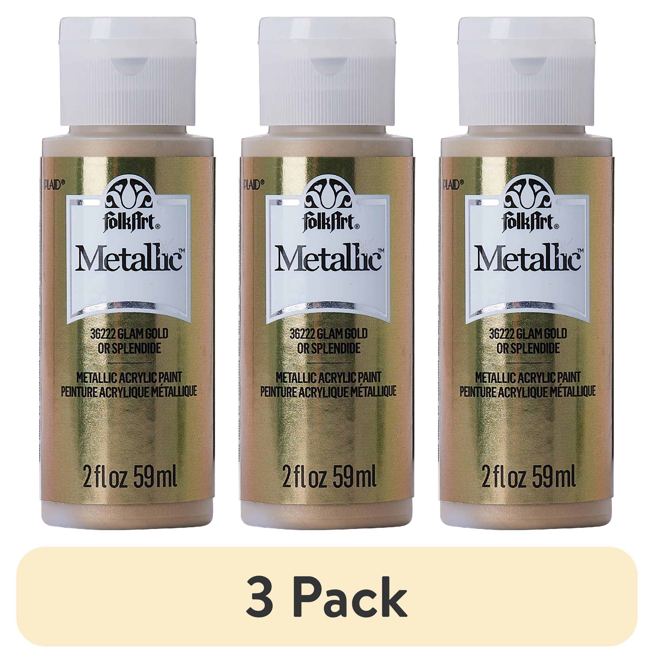 (3 pack) FolkArt Metallic Acrylic Craft Paint, Metallic Finish, Glam ...