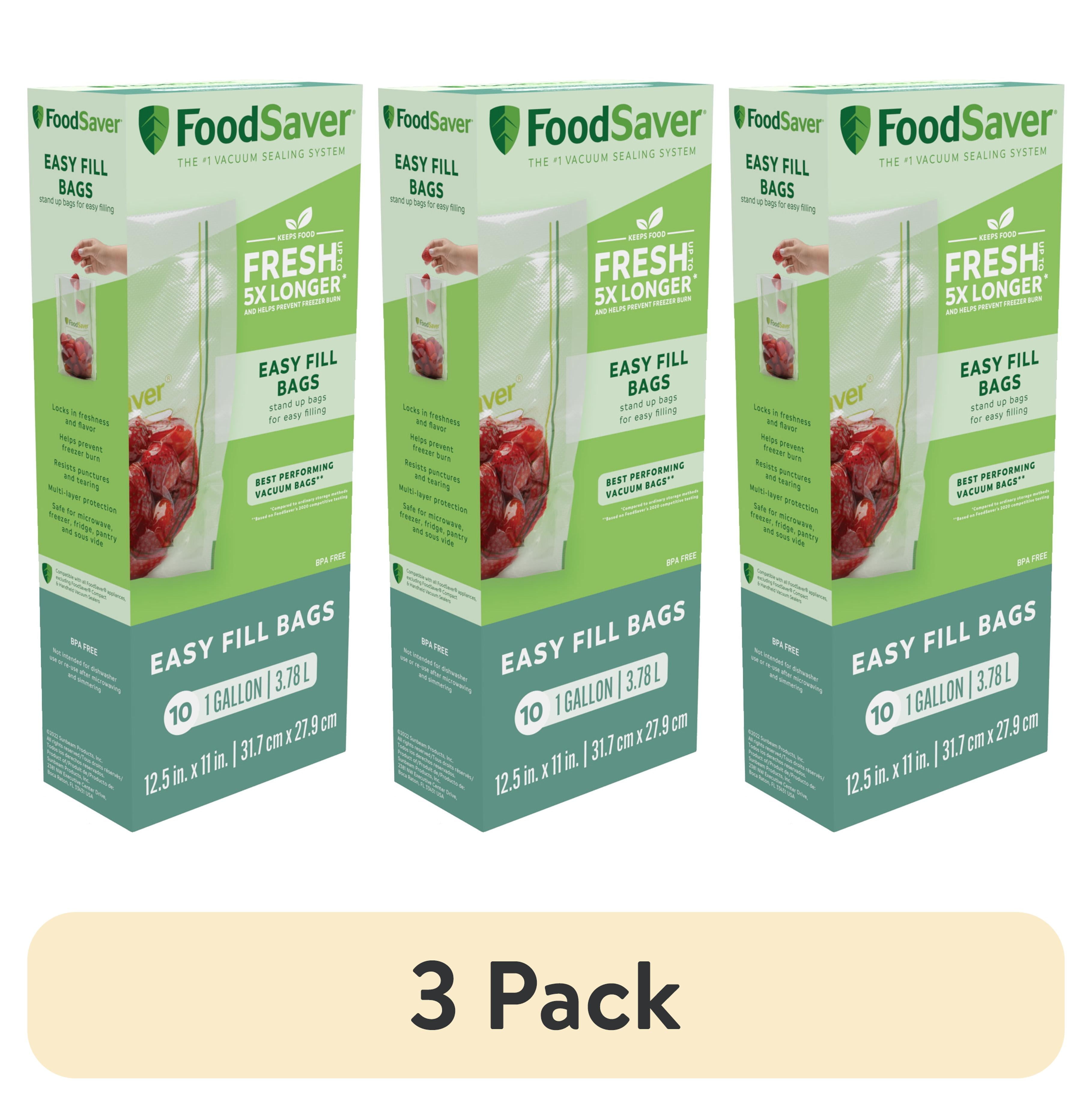 (3 pack) FoodSaver Pre-Cut Easy Fill Vacuum Seal Bags, 10ct Gallon, BPA ...