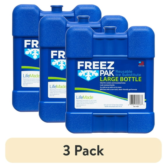 (3 pack) Freez Pak Large Ice Pack Reusable Ice Substitute Hard Shell ...