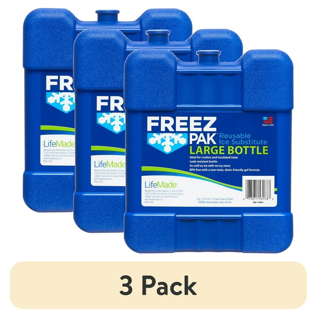 (3 pack) Freez Pak Large Ice Pack Reusable Ice Substitute Hard Shell ...