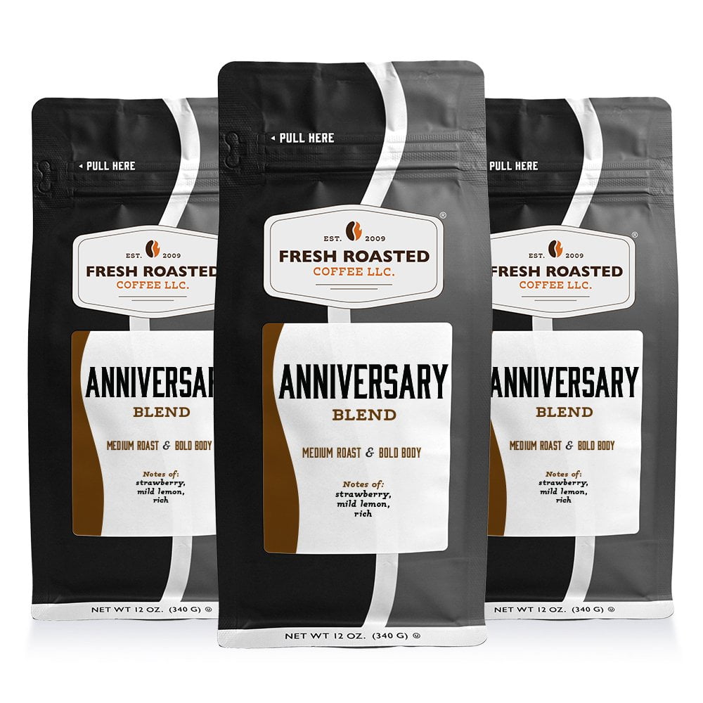 3 pack Fresh Roasted Coffee, Anniversary Blend, Medium Roast, Whole ...