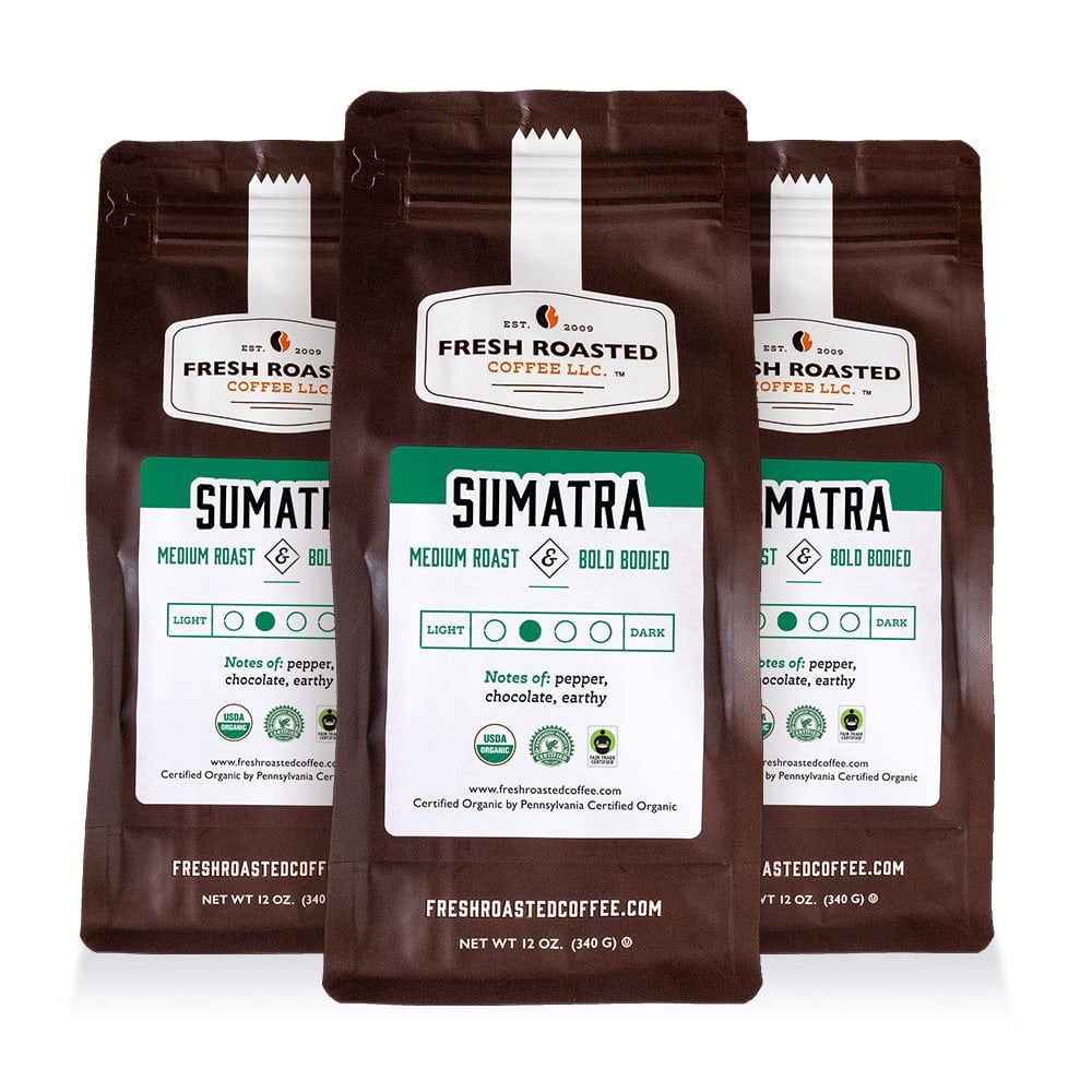 3 pack Fresh Roasted Coffee, Organic Sumatra Coffee, Medium Roast ...