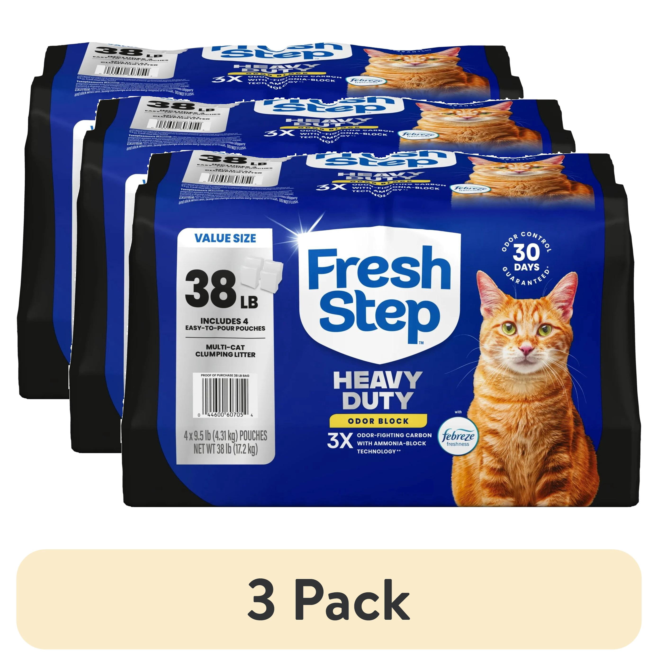 (3 pack) Fresh Step Heavy Duty Odor Block Multi Cat Clumping Litter ...