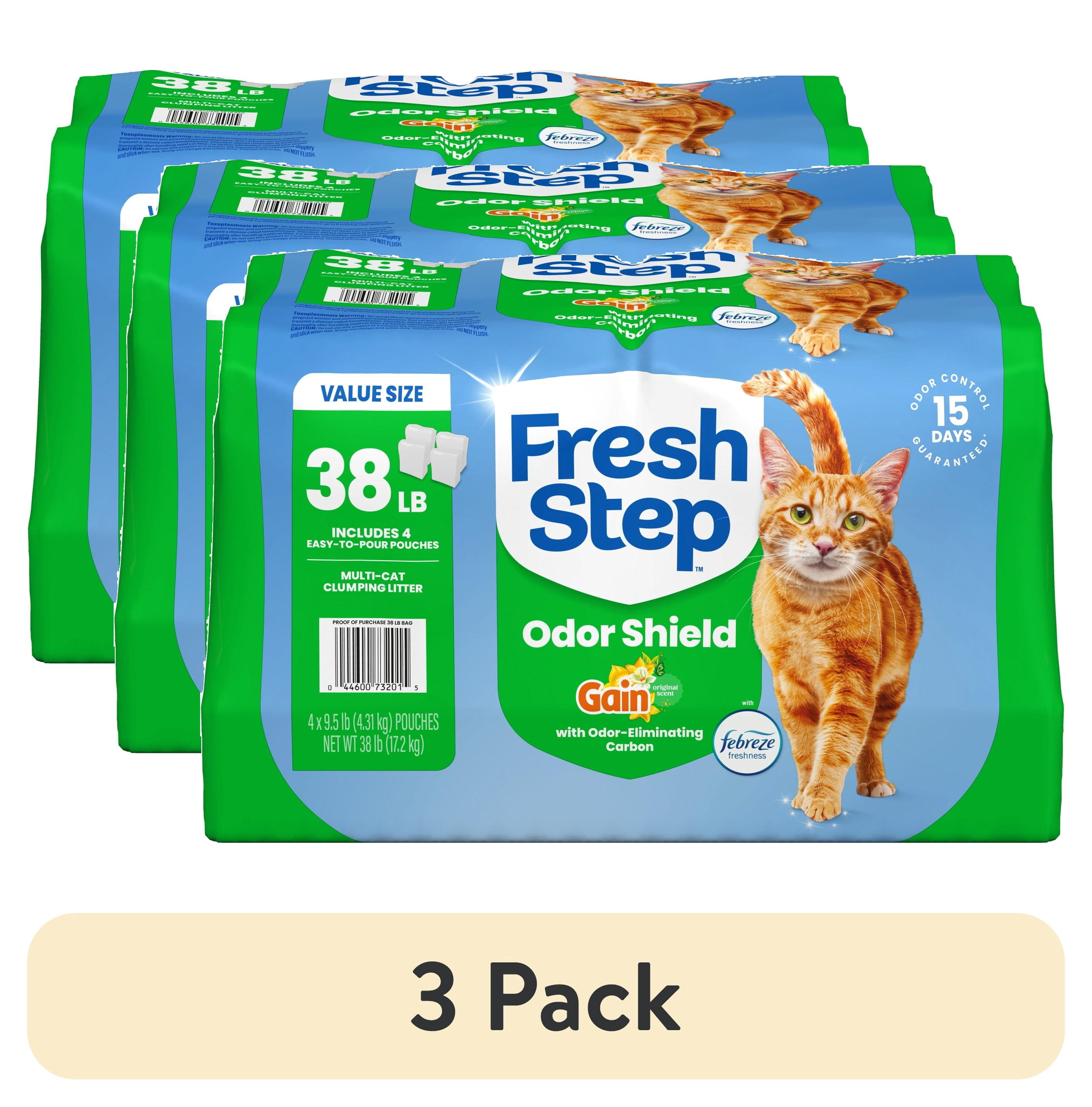(3 pack) Fresh Step Odor Shield Multi Cat Clumping Litter, Gain ...