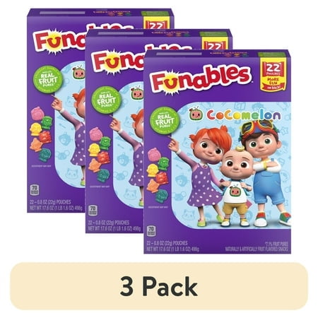 (3 pack) Funables Fruit Flavored Snacks, Cocomelon, 0.8 oz, 22 Count ...