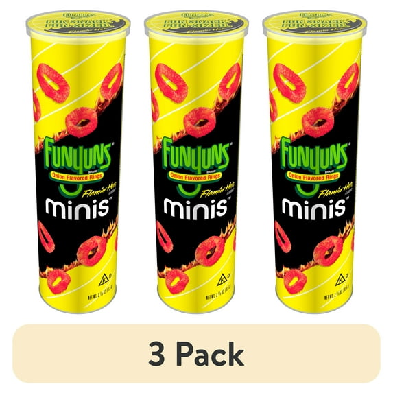 (3 pack) Funyuns Minis Flamin Hot Flavored Onion Rings, 2.785 oz Canister - Walmart.com