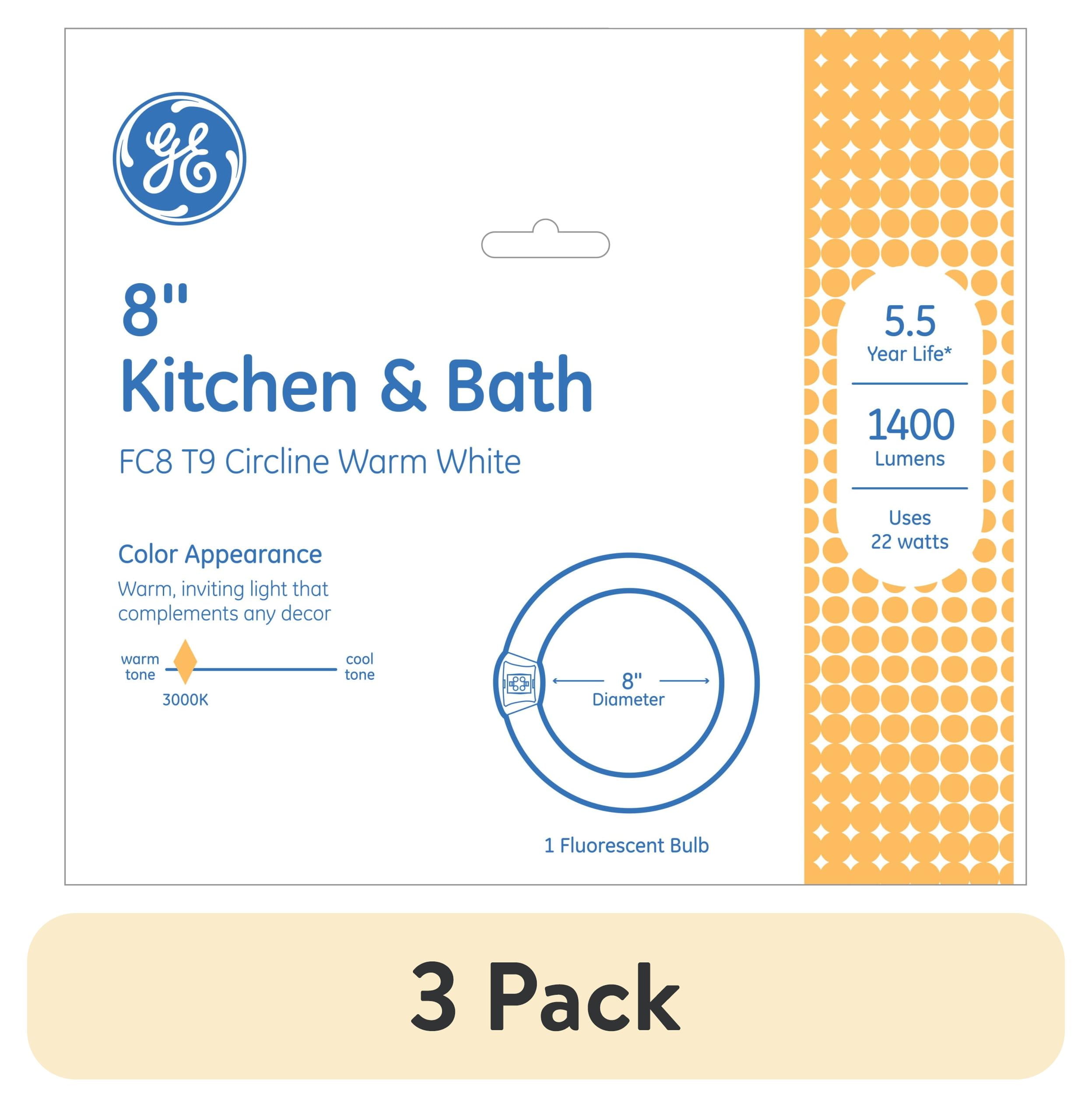 (3 pack) GE Fluorescent Tube Light Bulb, 22 Watt, Warm White, 8.50in ...