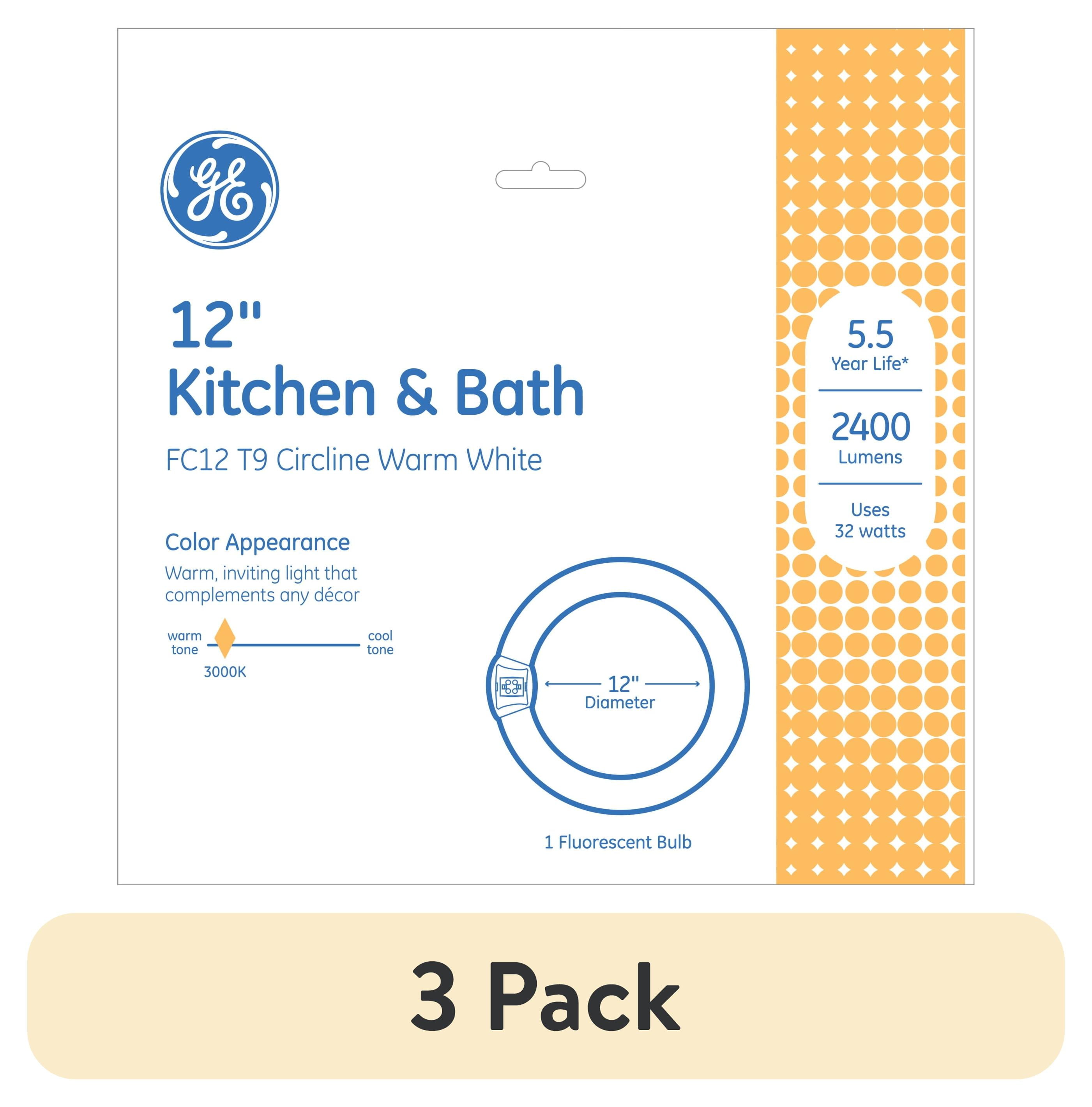(3 pack) GE Fluorescent Tube Light Bulb, 32 Watt, Warm White, T9 Bulb ...