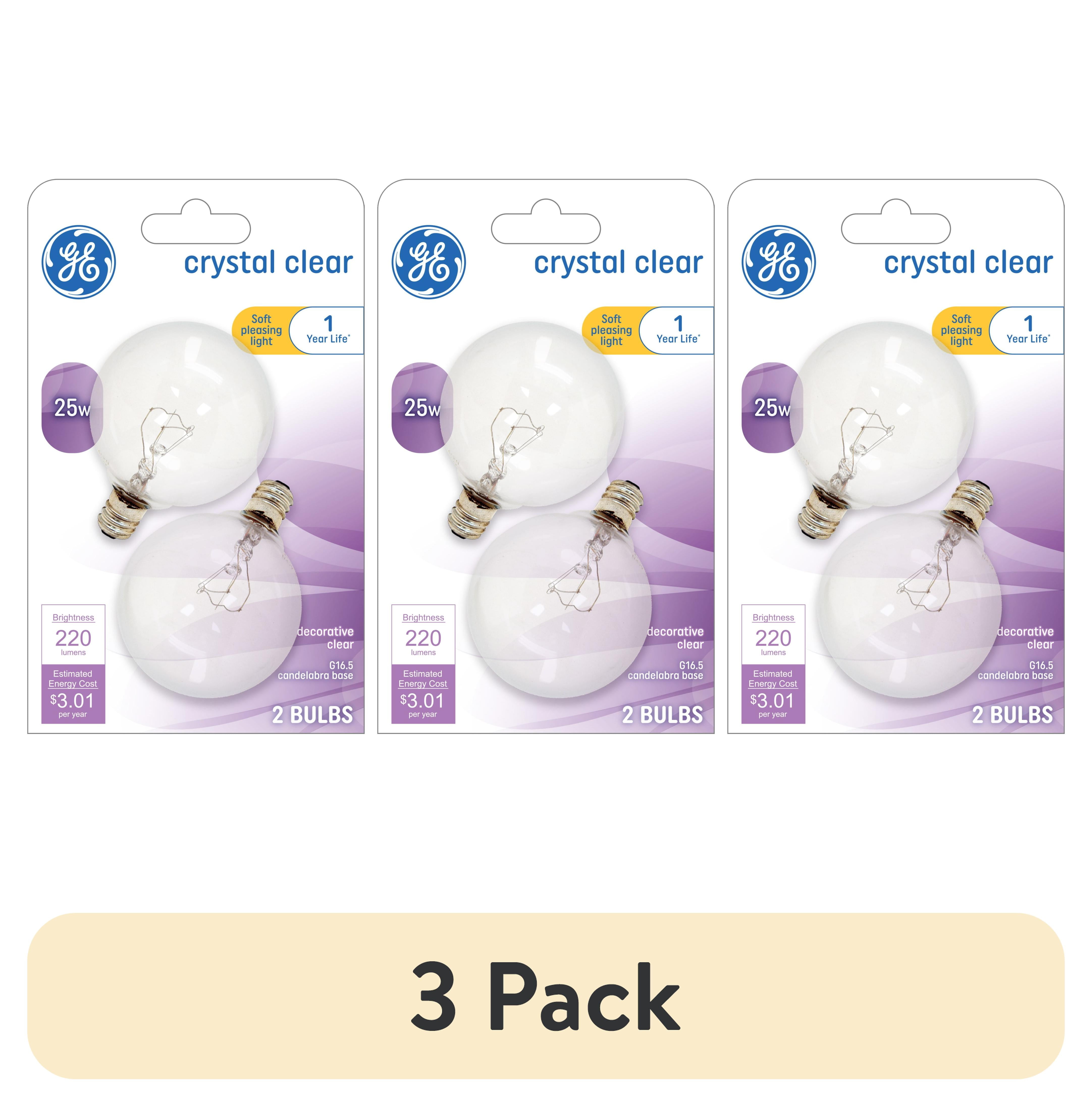 (3 pack) GE Incandescent Light Bulbs, 25 Watt, G16.5 Globe Bulbs, Small ...