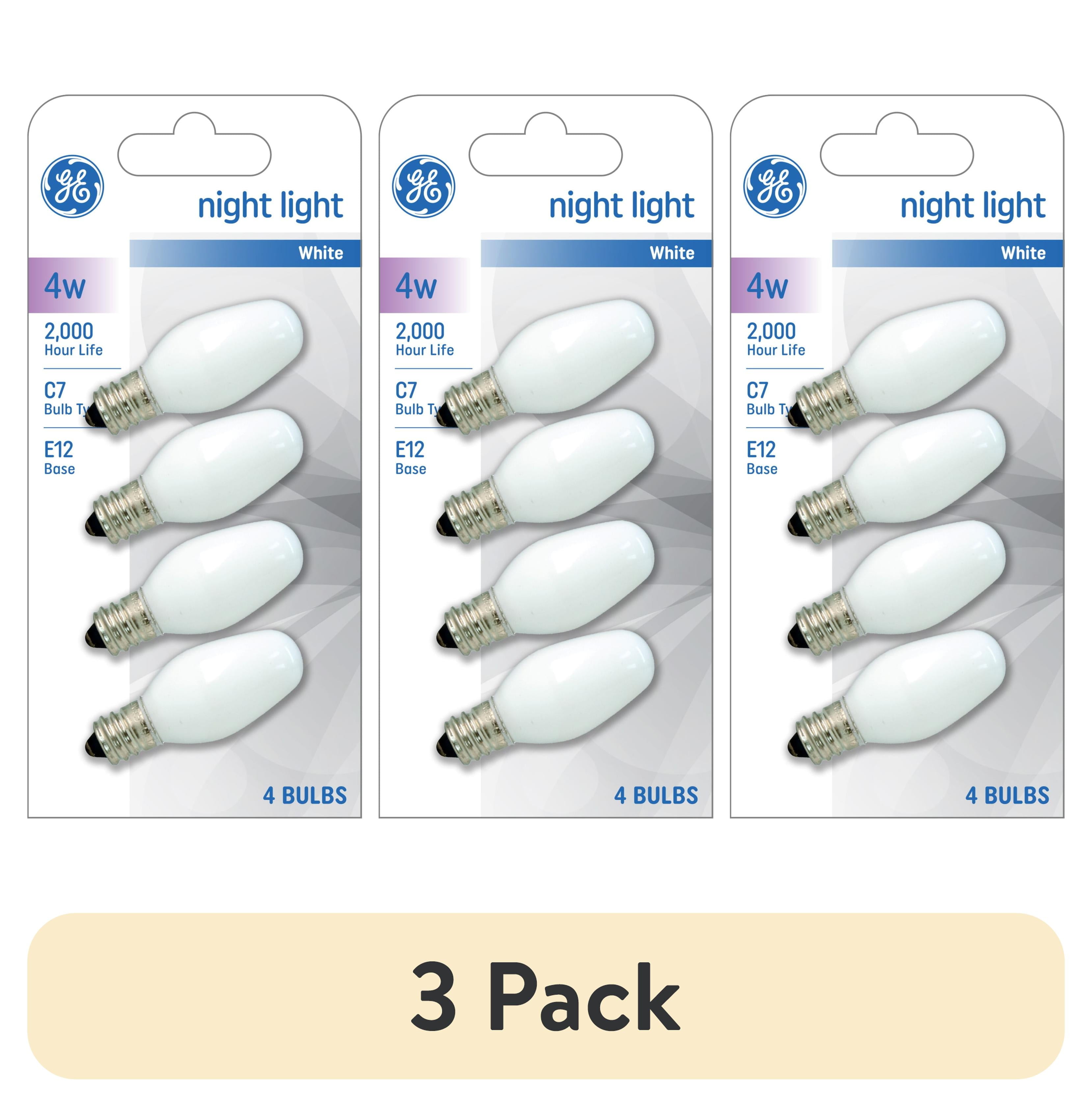 (3 pack) GE Incandescent Night Light Bulbs, 4 Watts, C7 Bulbs, Small ...