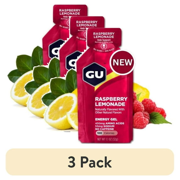 (3 pack) GU Energy Gel, Energy Booster Running Gel, Raspberry Lemonade ...