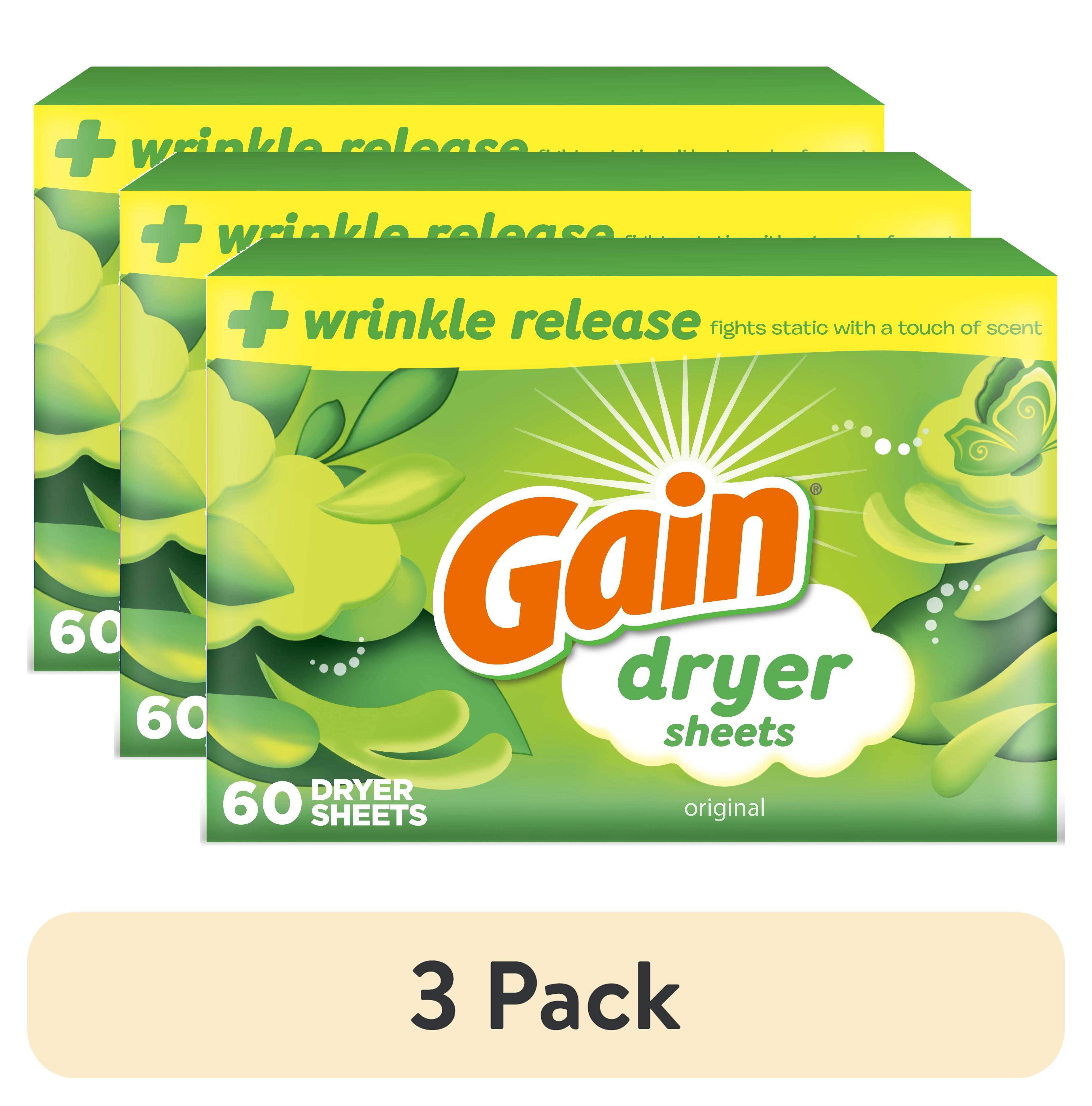(3 pack) Gain Dryer Sheets with Original Fresh Scent, 60 Count ...