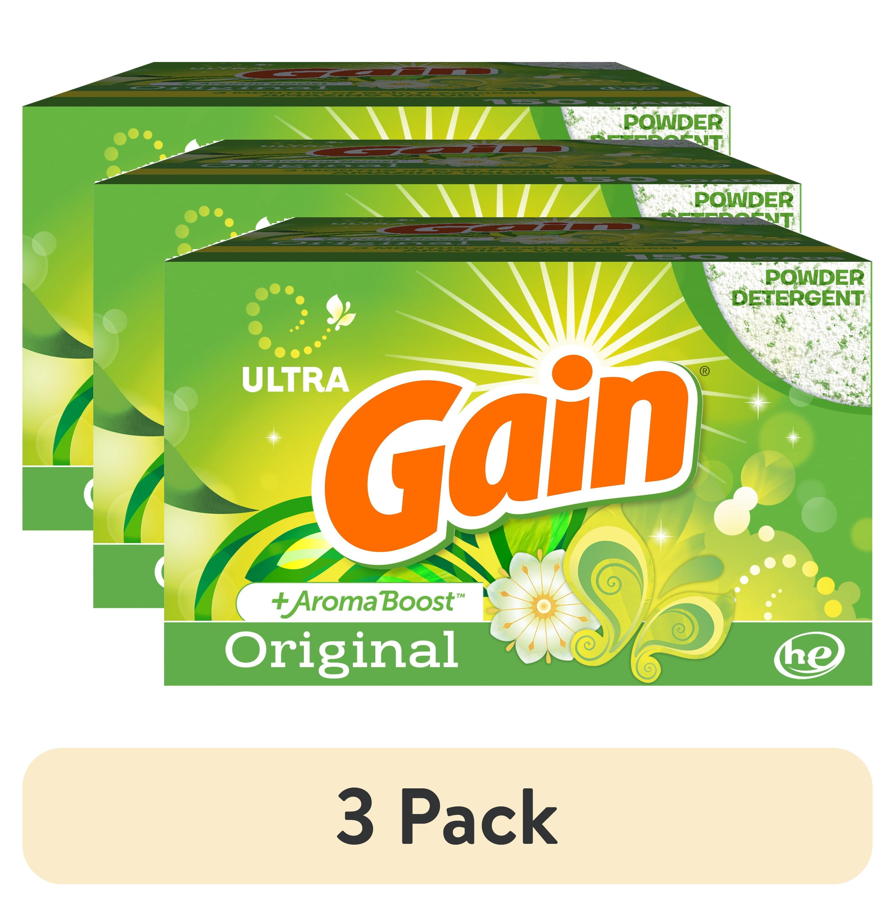 (3 pack) Gain Powder Laundry Detergent, Original Scent, 172 oz, 167 ...
