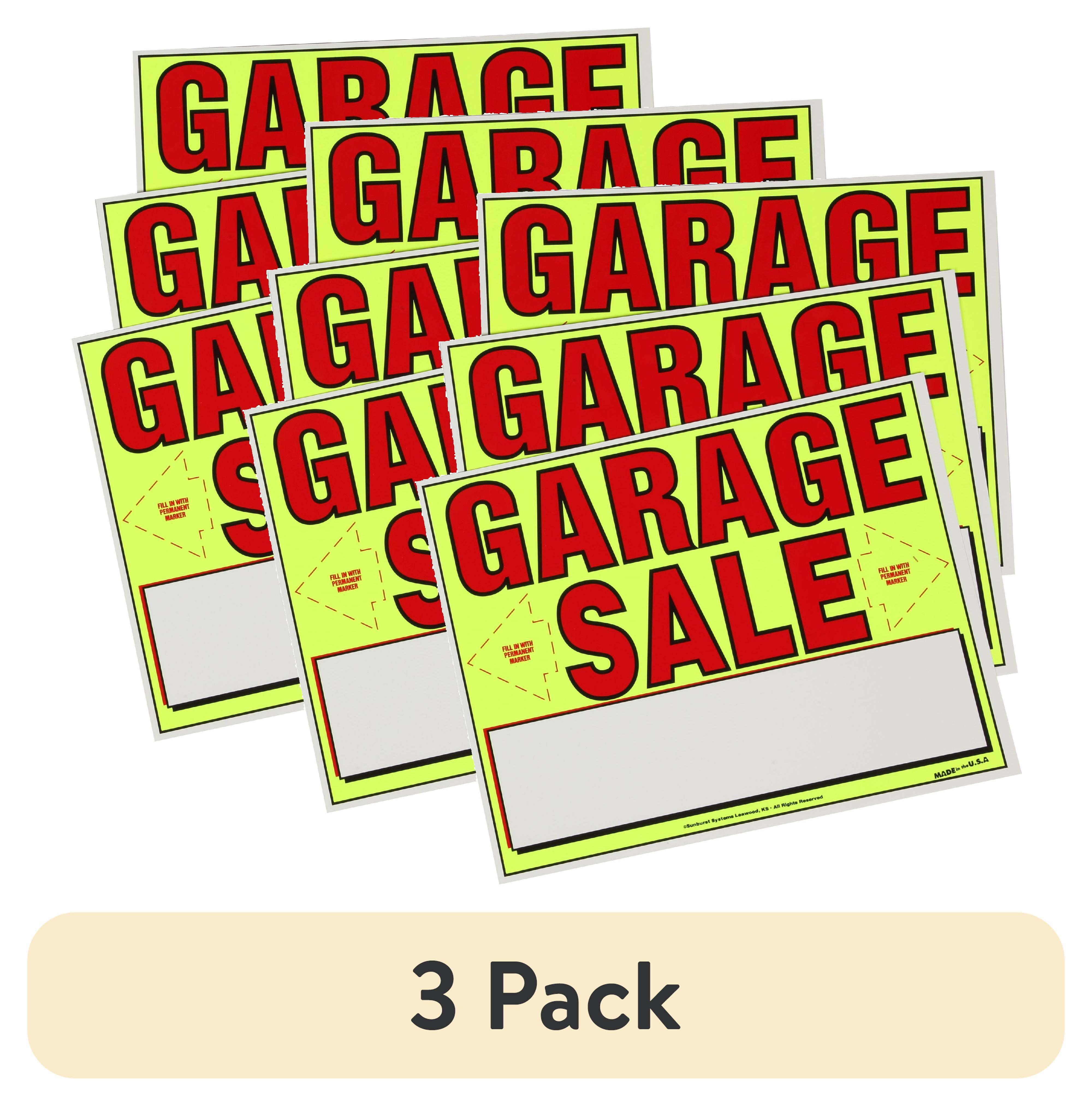 (3 pack) Garage Sale Kit with 3) 11" x 14" Signs, Pre-Priced Sticker ...