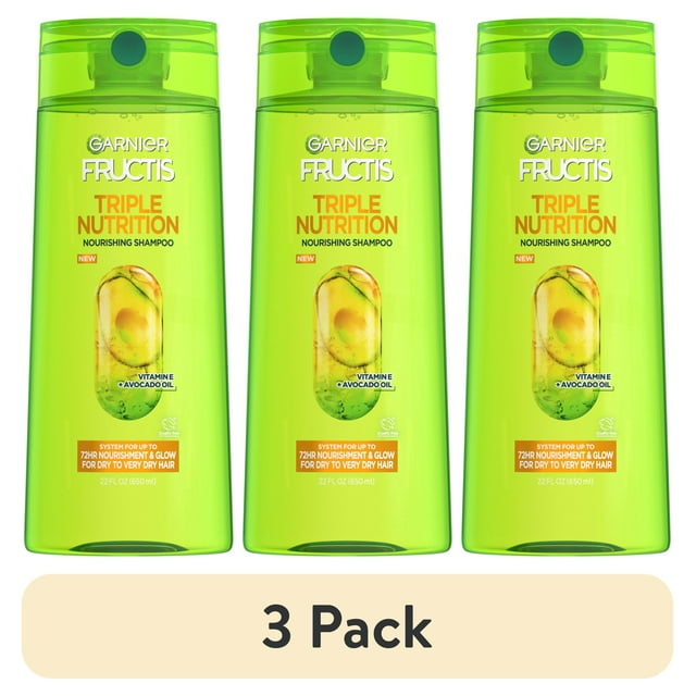 (3 pack) Garnier Fructis Triple Nutrition Nourishing Shampoo with ...