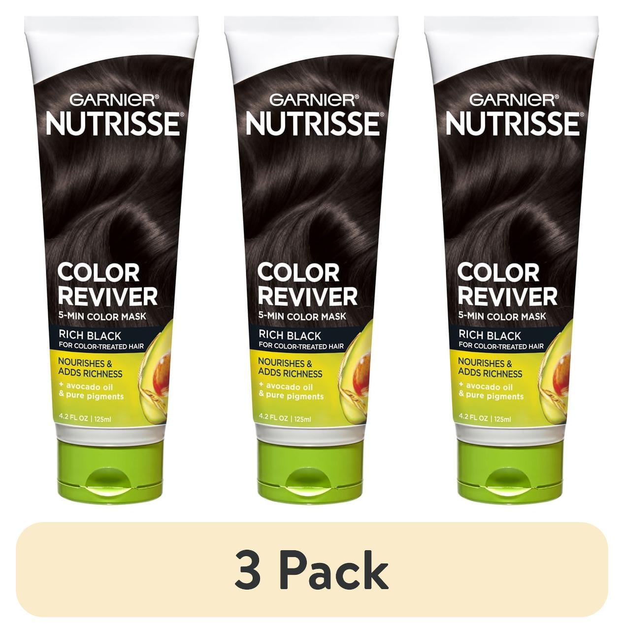 (3 pack) Garnier Nutrisse Color Reviver 5 Min Color Mask, Rich Black, 4 ...