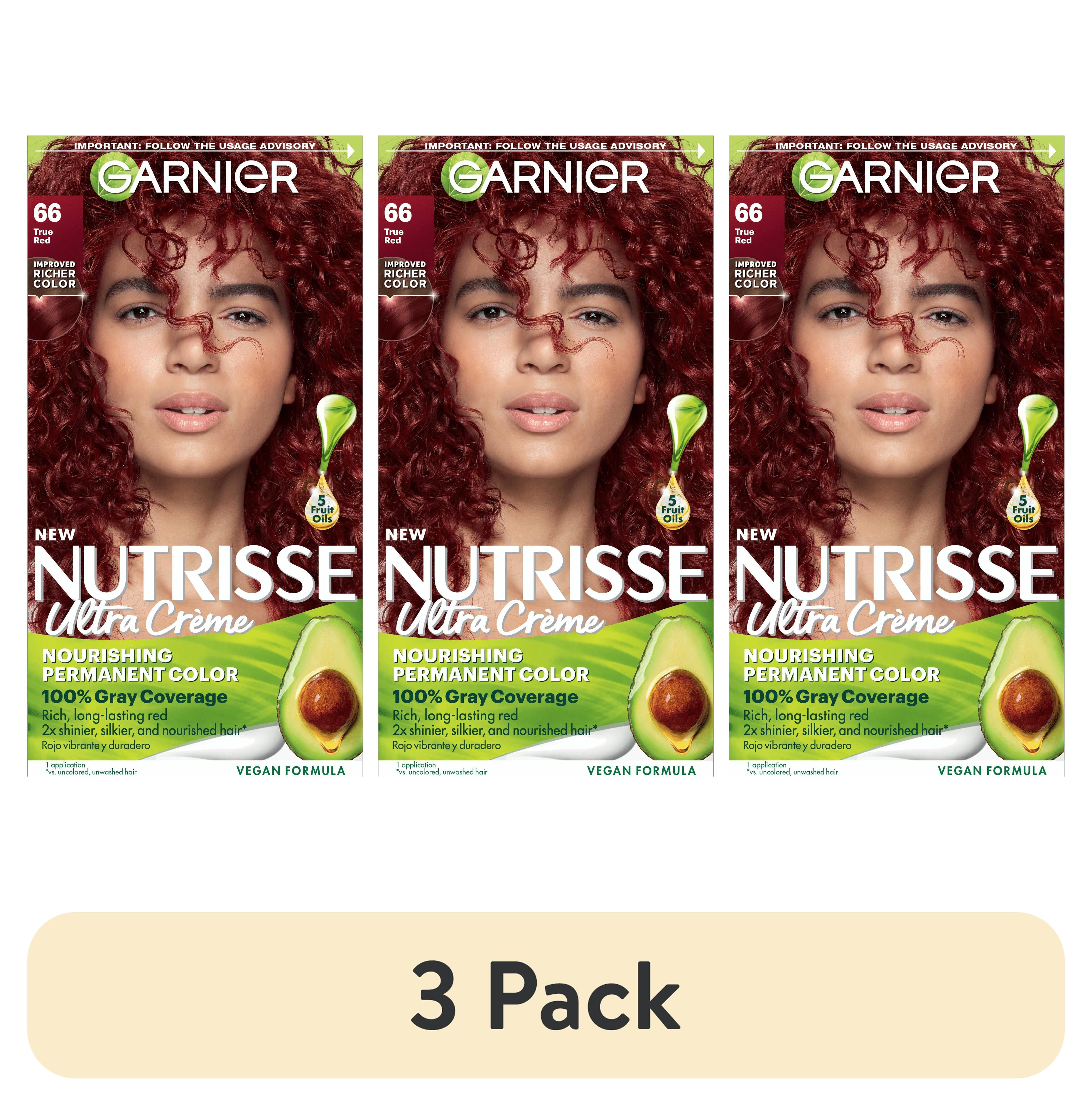 (3 pack) Garnier Nutrisse Nourishing Hair Color Creme, 066 True Red ...