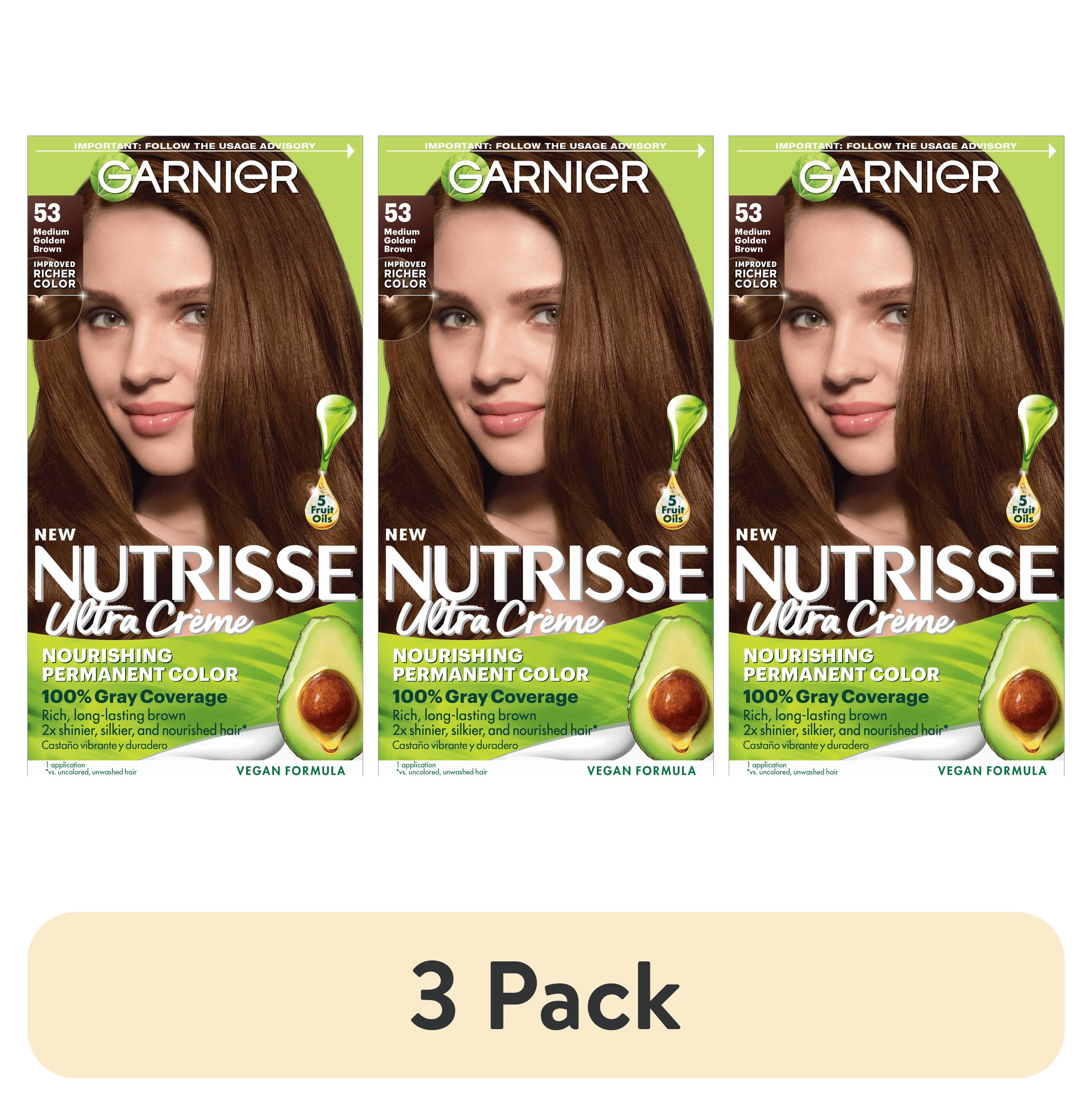 (3 pack) Garnier Nutrisse Nourishing Hair Color Creme, 53 Medium Golden ...