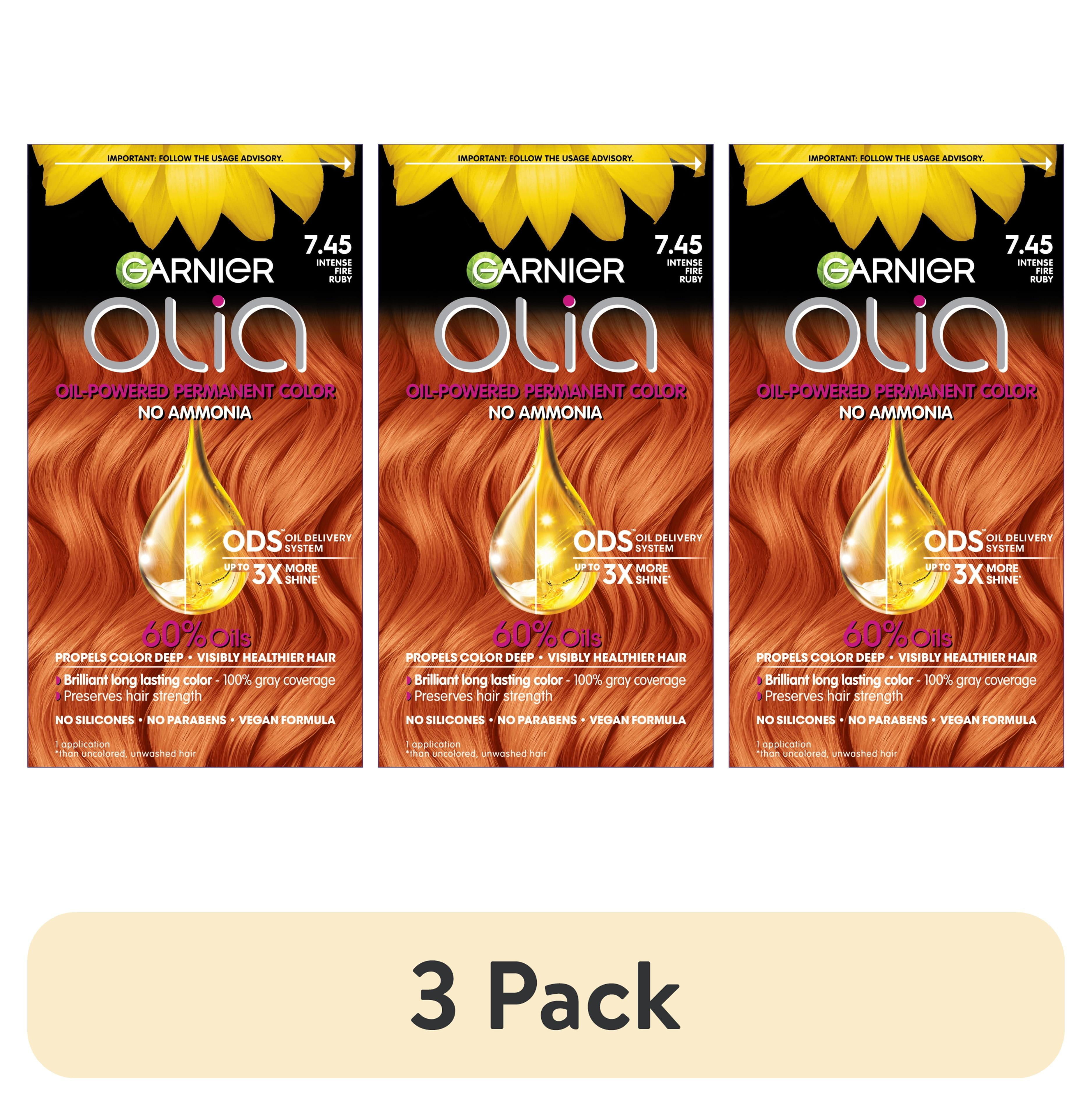 (3 pack) Garnier Olia Oil Powered Permanent Hair Color, 7.45 Intense ...