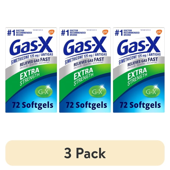 (3 pack) Gas-X Extra Strength Gas Relief Softgels With Simethicone 125 ...