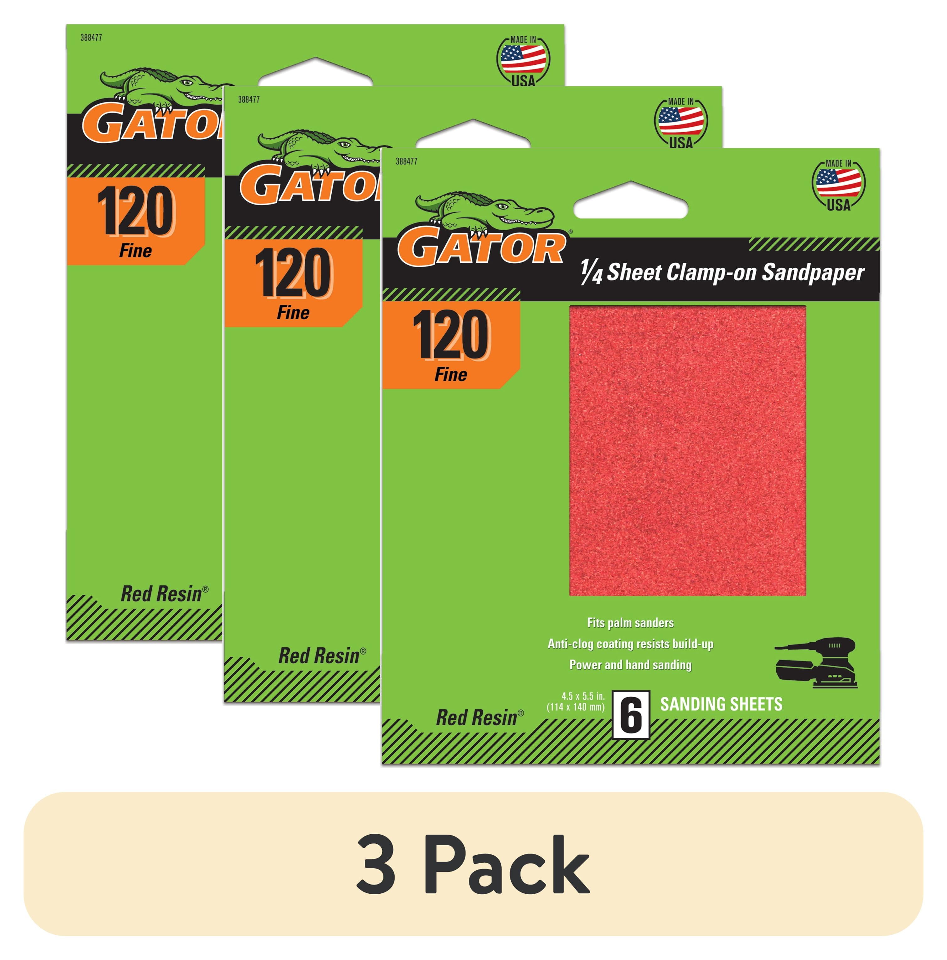 (3 pack) Gator 388477 4.5 in x 5.5 in Fine 120 Grit 1/4 Sheet Clamp-On ...