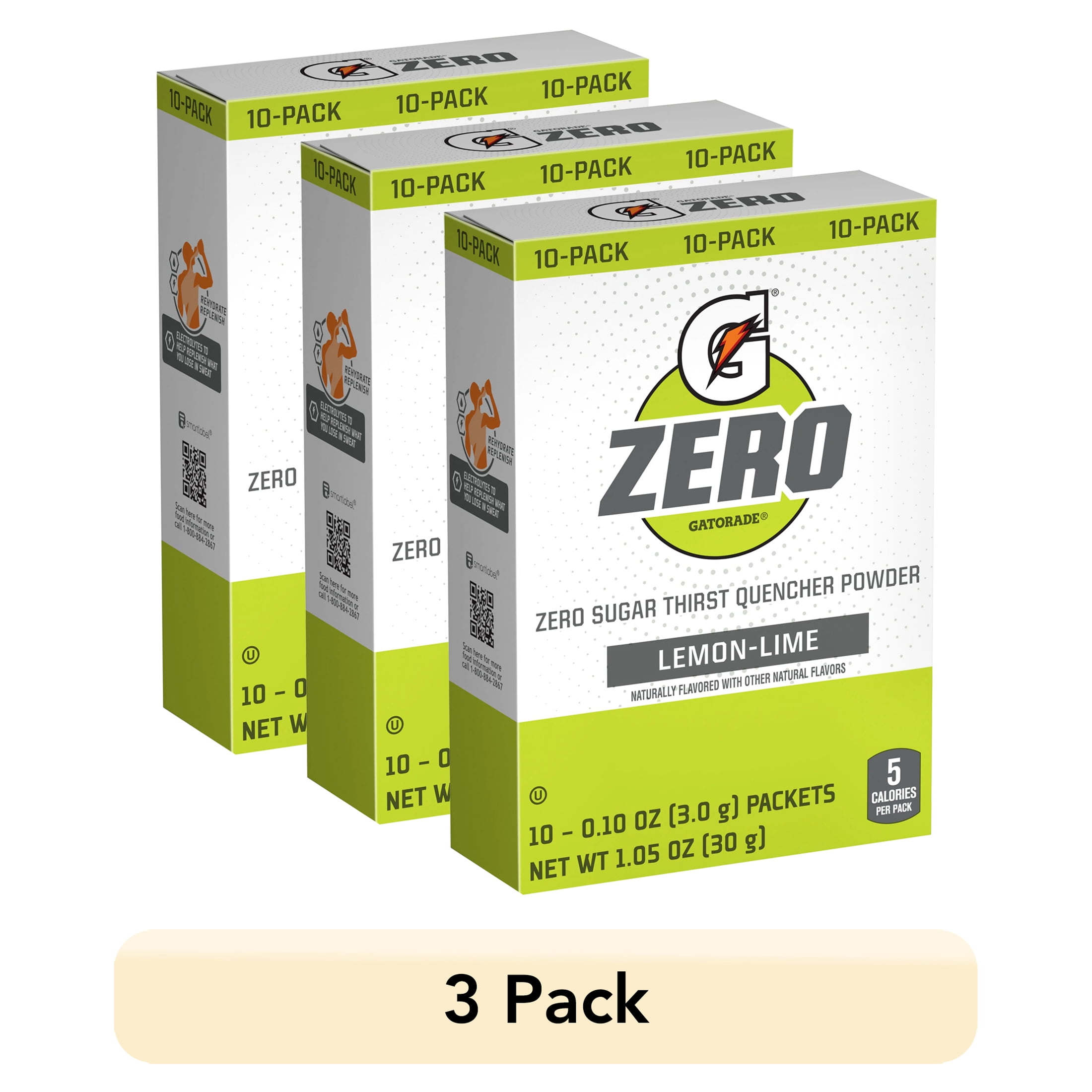(3 pack) Gatorade G Zero Sports Drink Lemon Lime, Powdered Energy Drink ...
